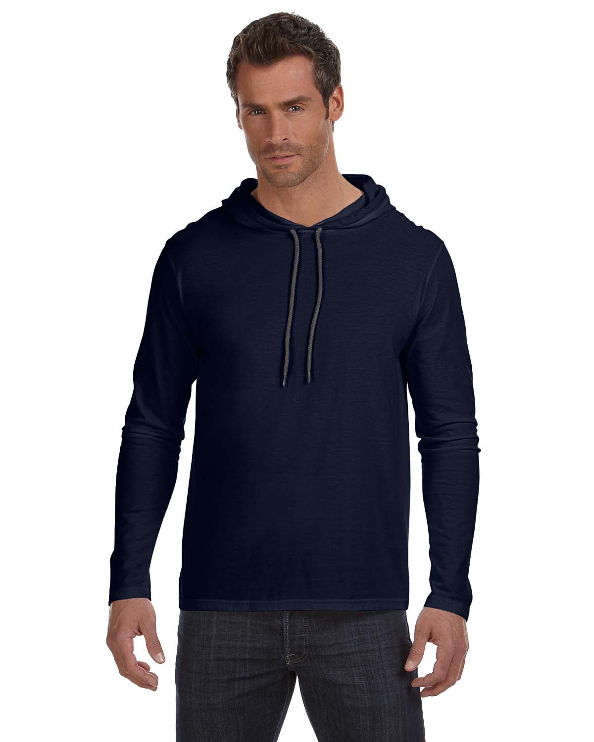 Anvil Adult Lightweight Long Sleeve Hooded Tee - Walmart.com