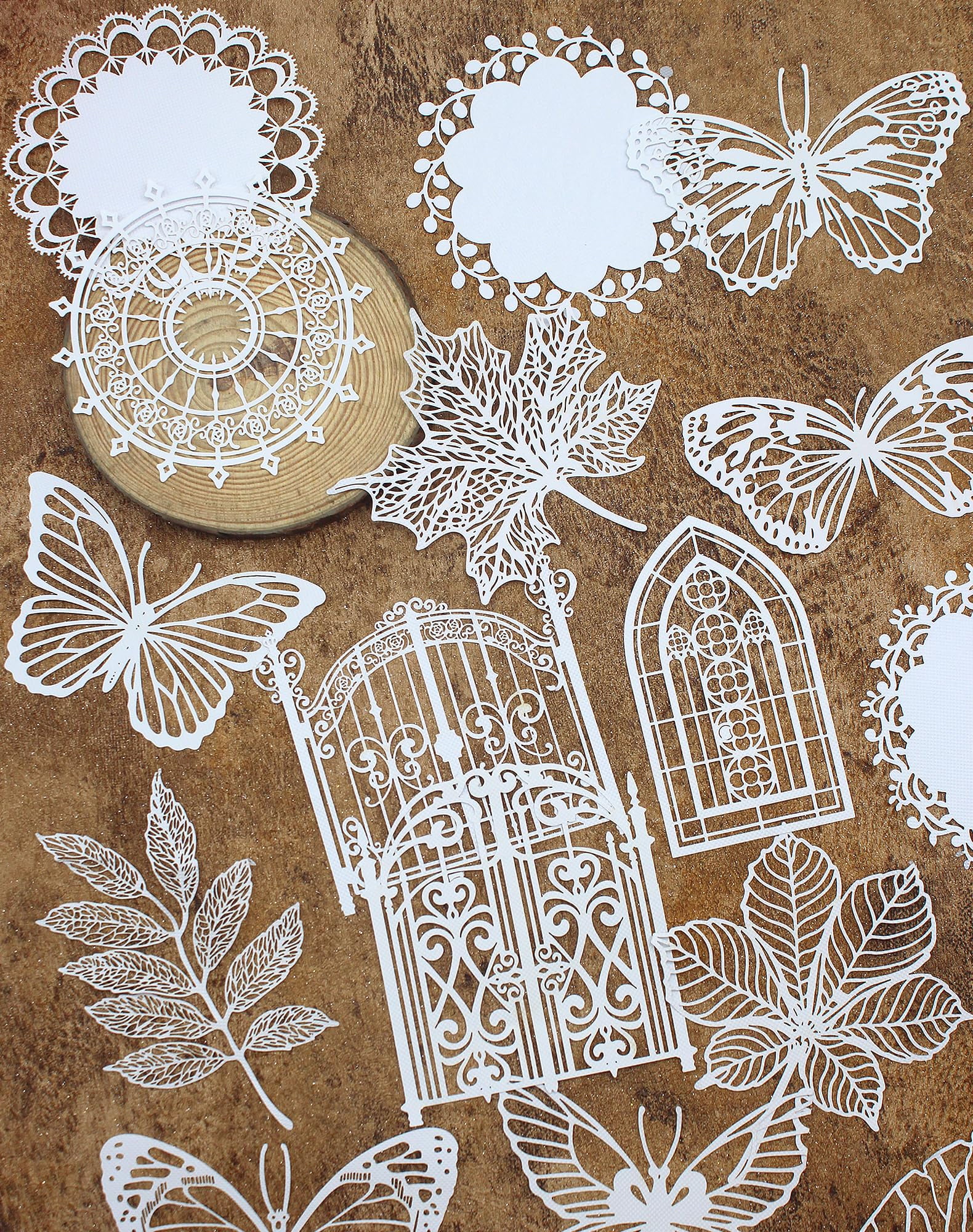 Anvin 30 Pcs Scrapbook ESF27 Lace Paper Vintage Paper Cutouts Leaves ...