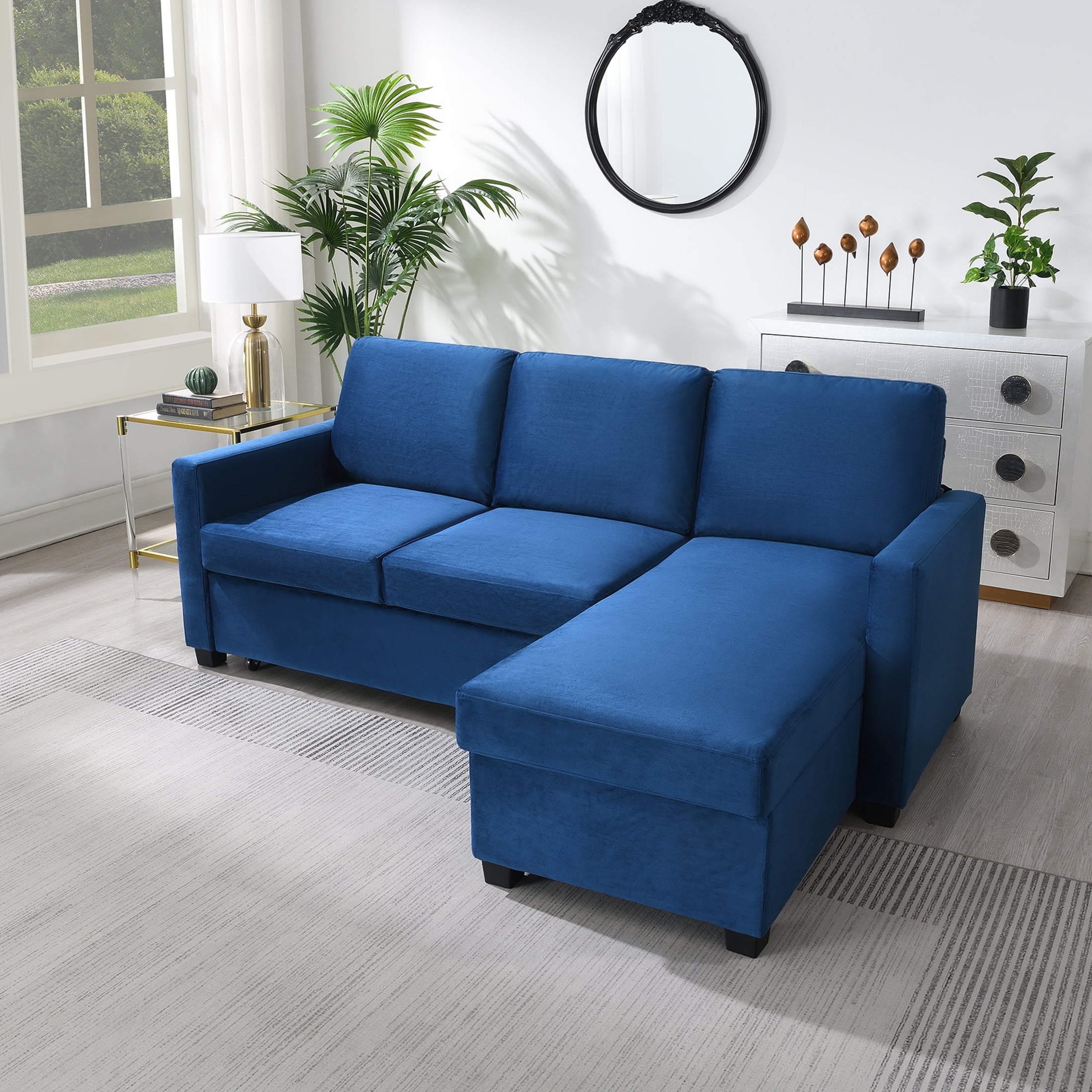 Anviora Home L Shape 2 in 1 Pull-Out Sleeper Sofa Couch with Storage ...