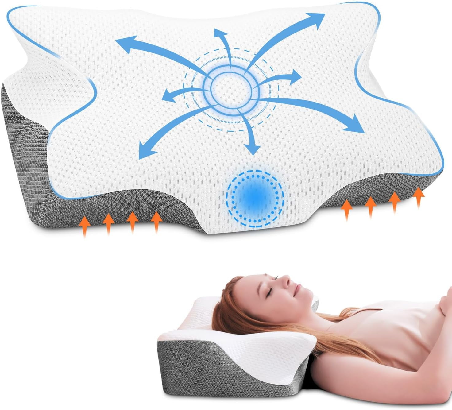 Anvo Cervical Pillow for Neck Pain Relief, Memory Foam Pillows for Neck and Shoulder Pain ...