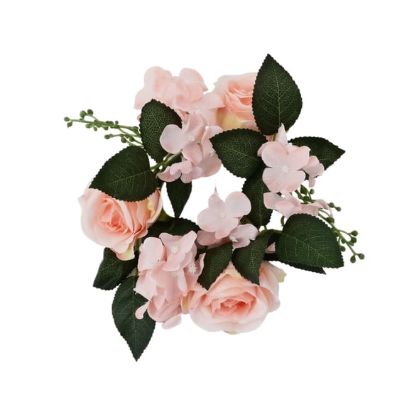 Anvora 4Pcs Light Pink Rose Hydrangea Candle Rings, 7.87 Inches ...