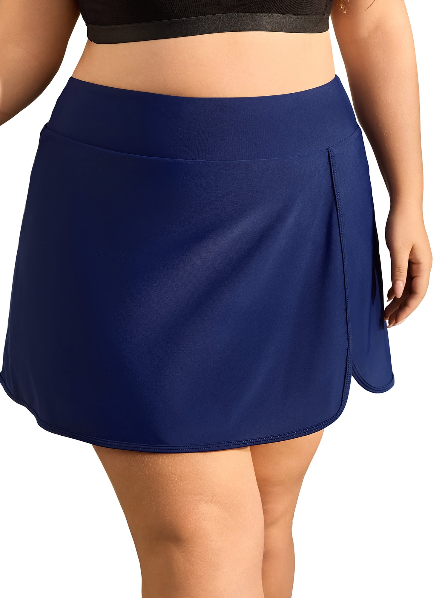 Anwell Plus Size Swim Skirt with Shorts High Waisted Swimming Skort ...
