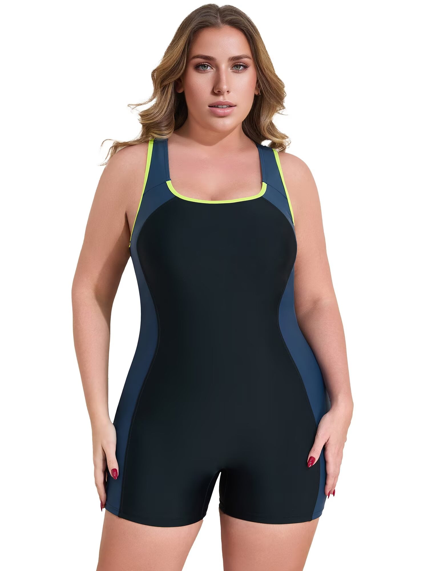 Anwell Plus Size Swimsuit for Womens Tummy Control Sport Swimwear ...