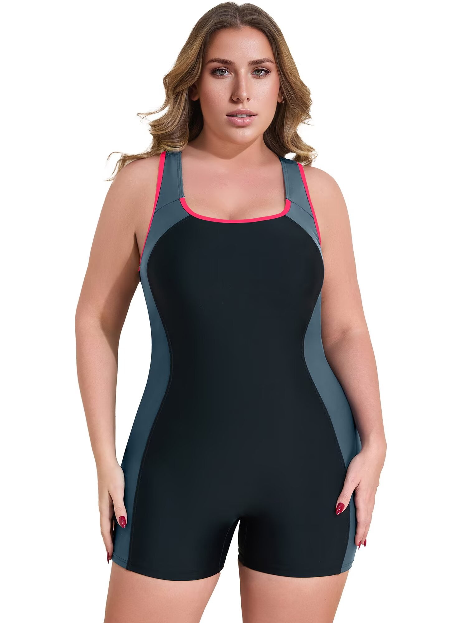 Anwell Plus Size Swimsuit for Womens Tummy Control Sport Swimwear ...