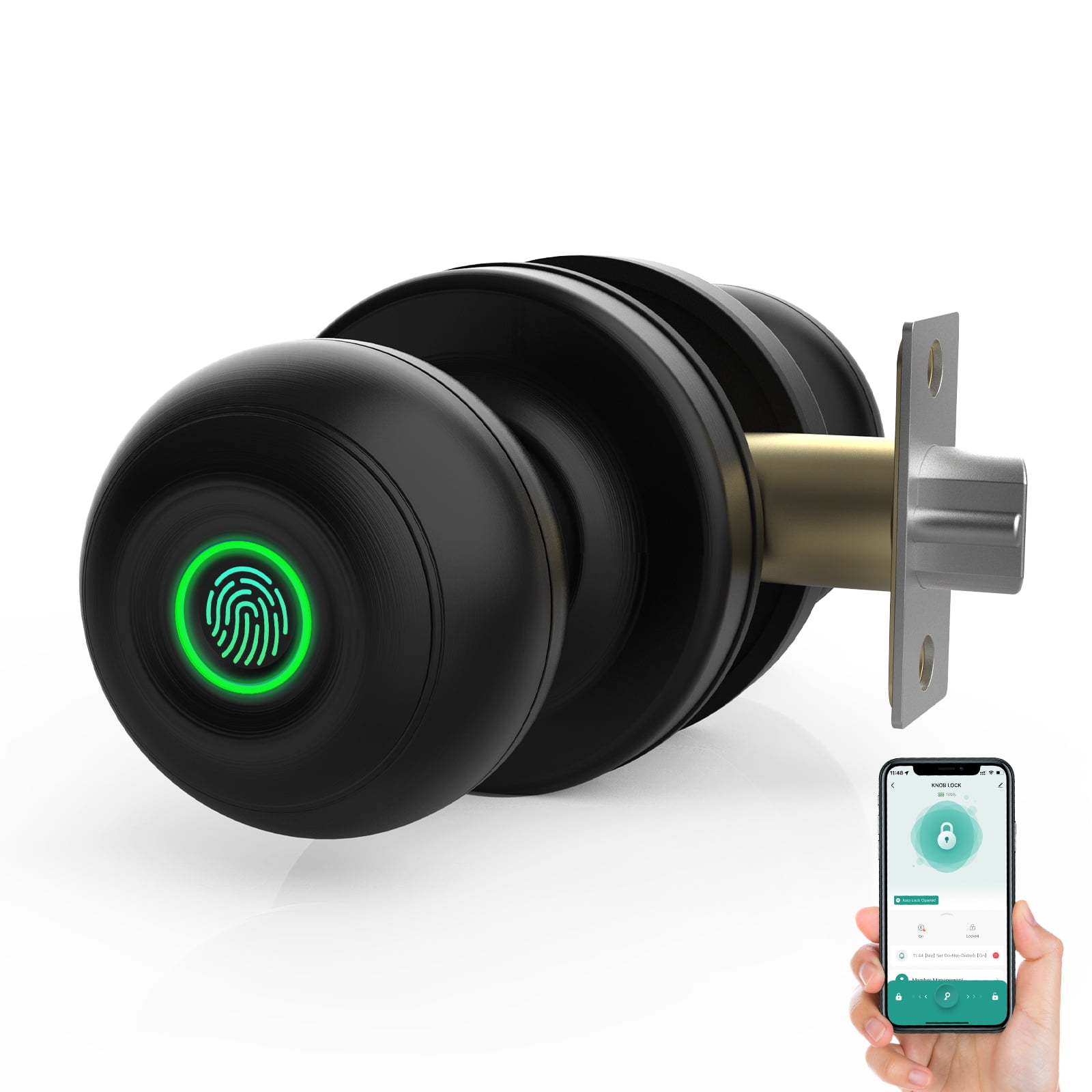 Anweller Fingerprint Door Knob, Keyless Entry Door Lock with Key, App ...