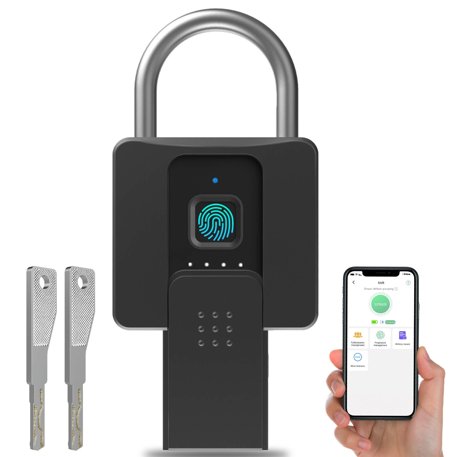 Anweller Fingerprint Padlock with Key Backup, Weatherproof Biometric ...