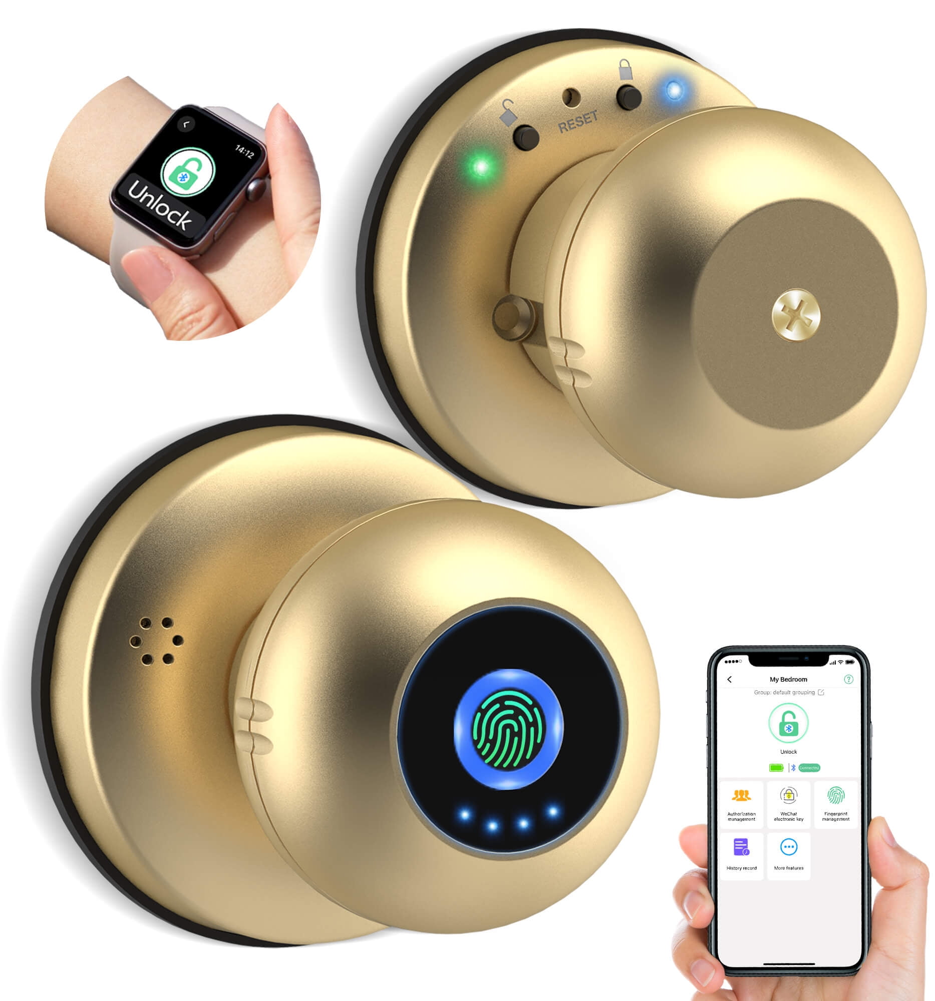 Anweller Smart Door Knob, Keyless Entry, Fingerprint, Bluetooth ...