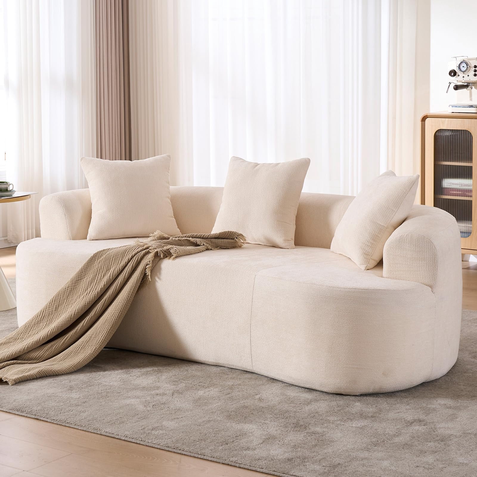 Anwick 67-inch curved two-seater sofa, suitable for small apartments; a ...