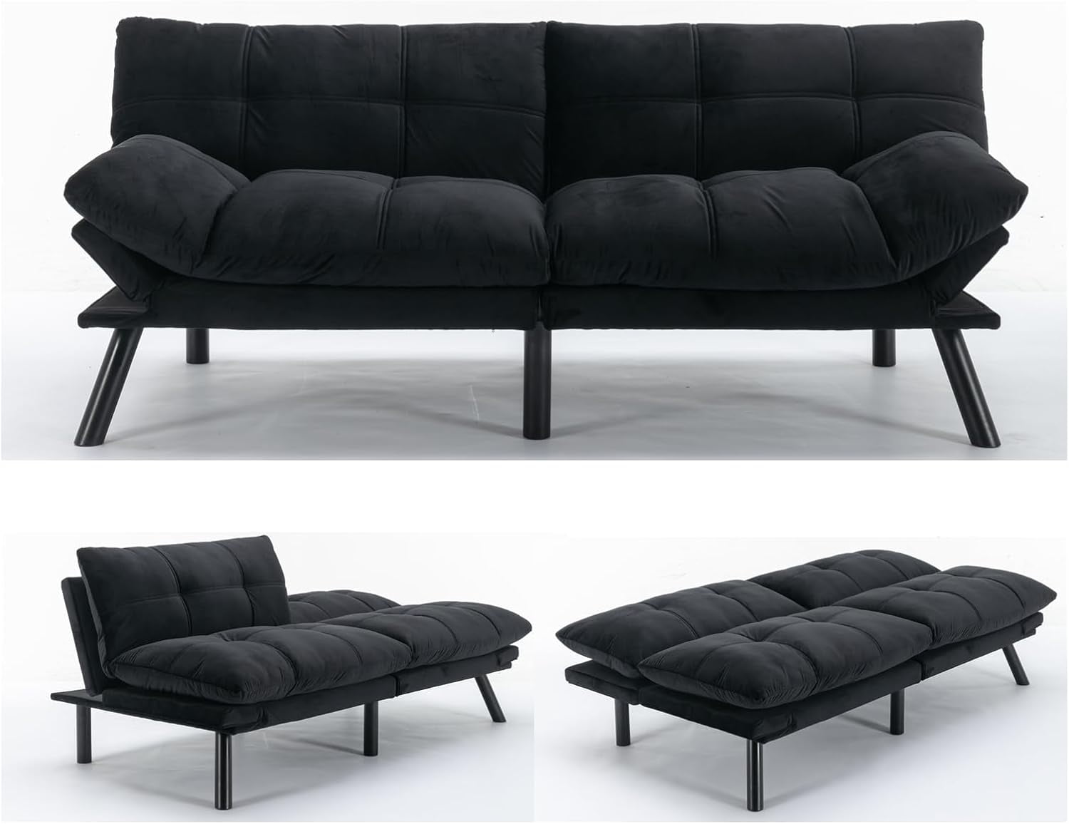 Anwick Futon Sofa Bed Velvet Convertible Futon Sleeper Couch, 71 ...