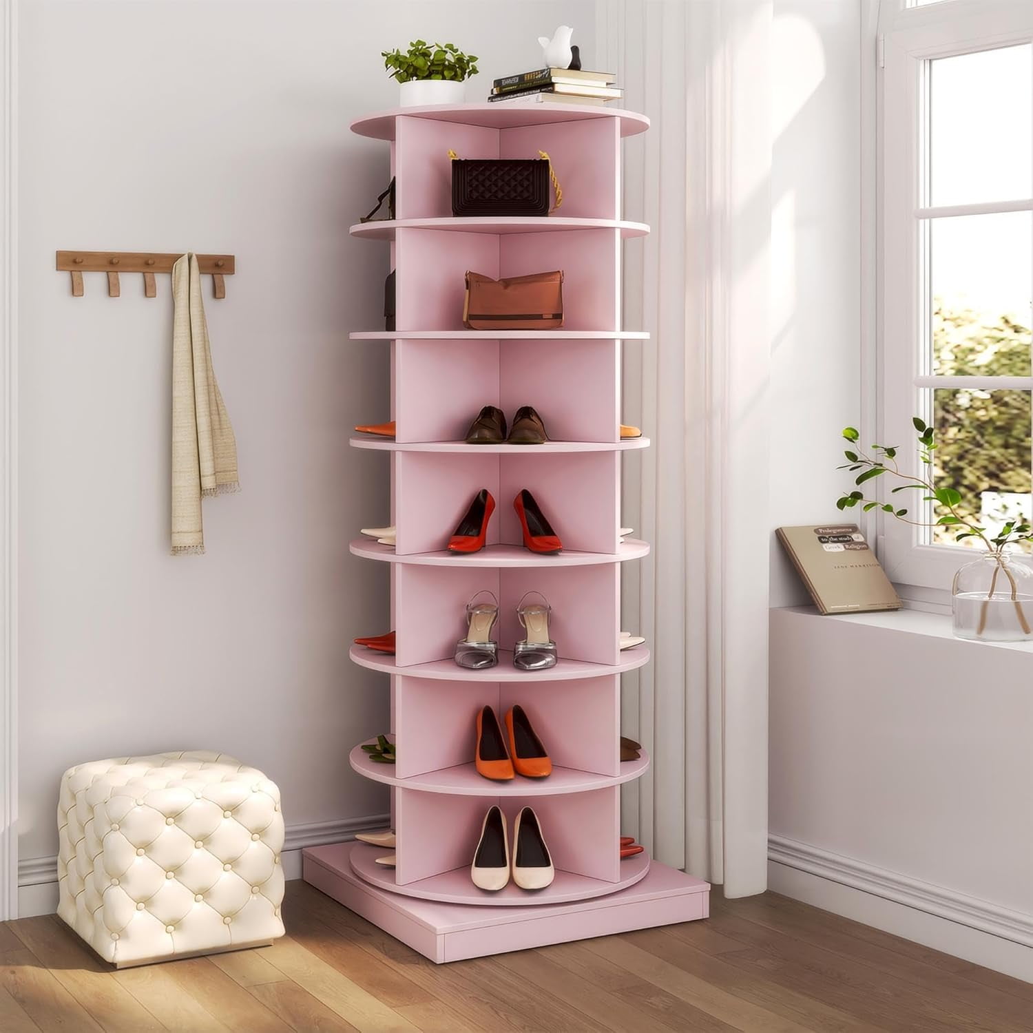 Anwick Rotating Shoe Rack,Spinning Shoe Tower, 360 Revolving Lazy Susan ...