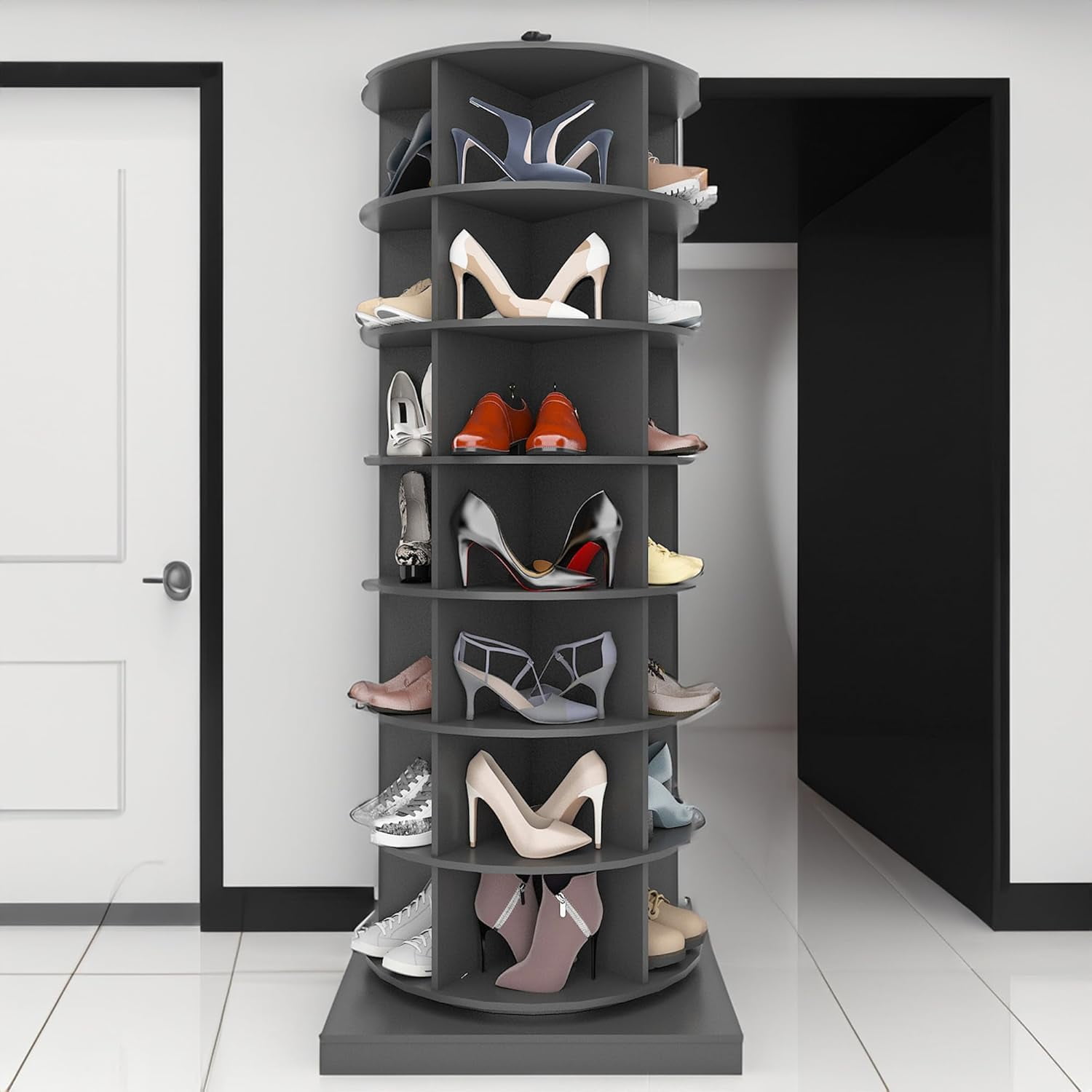 Anwick Rotating Shoe RackSpinning Shoe Rack Tower Round Carousel,360 ...