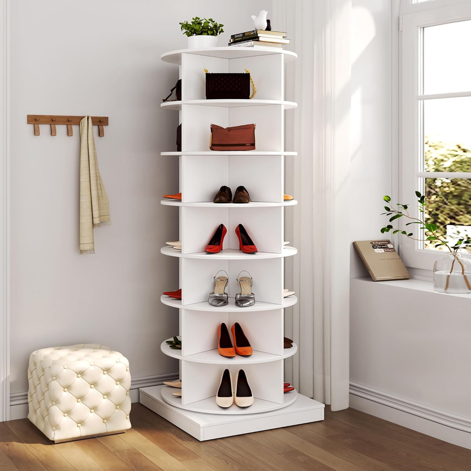 Anwick Rotating Shoe RackSpinning Shoe Rack Tower Round Carousel,360 ...