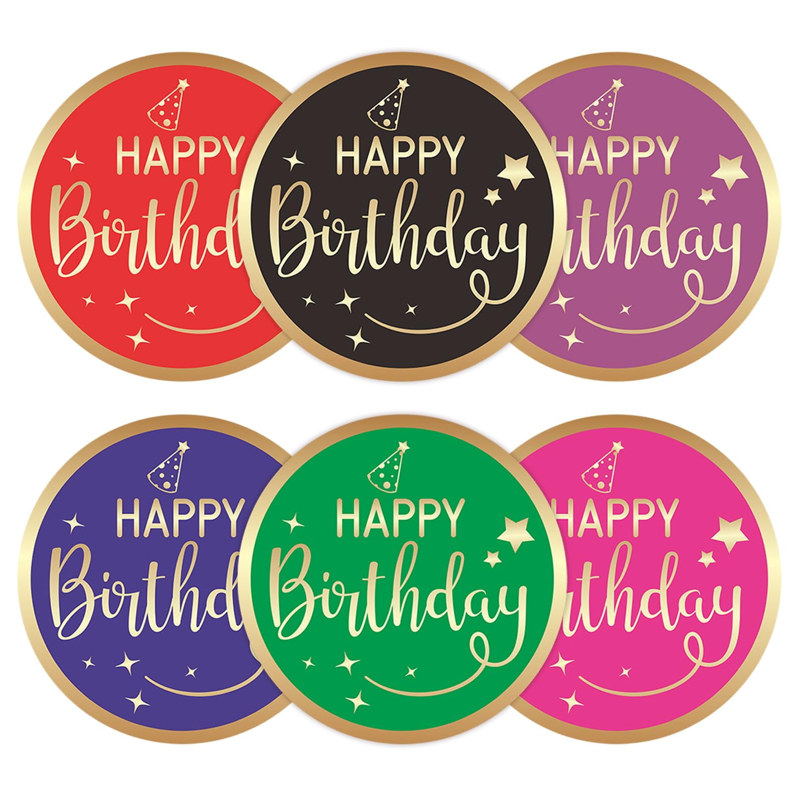 Anwyll Happy Birthday Stickers - 120Pcs SMR2Inch Gold Foil Birthday ...