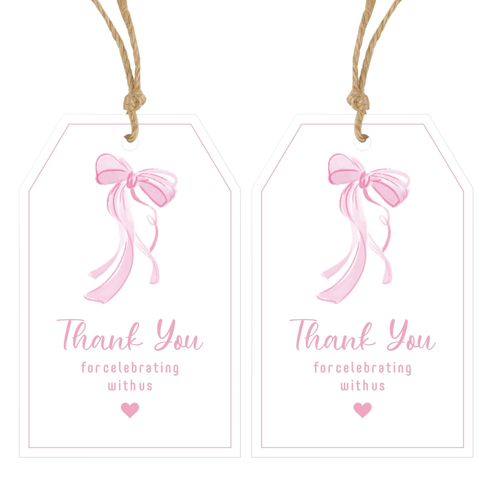 Anwyll Pink Bow Thank TSF6 You Gift Tags,50pcs Cute Thank You Party ...