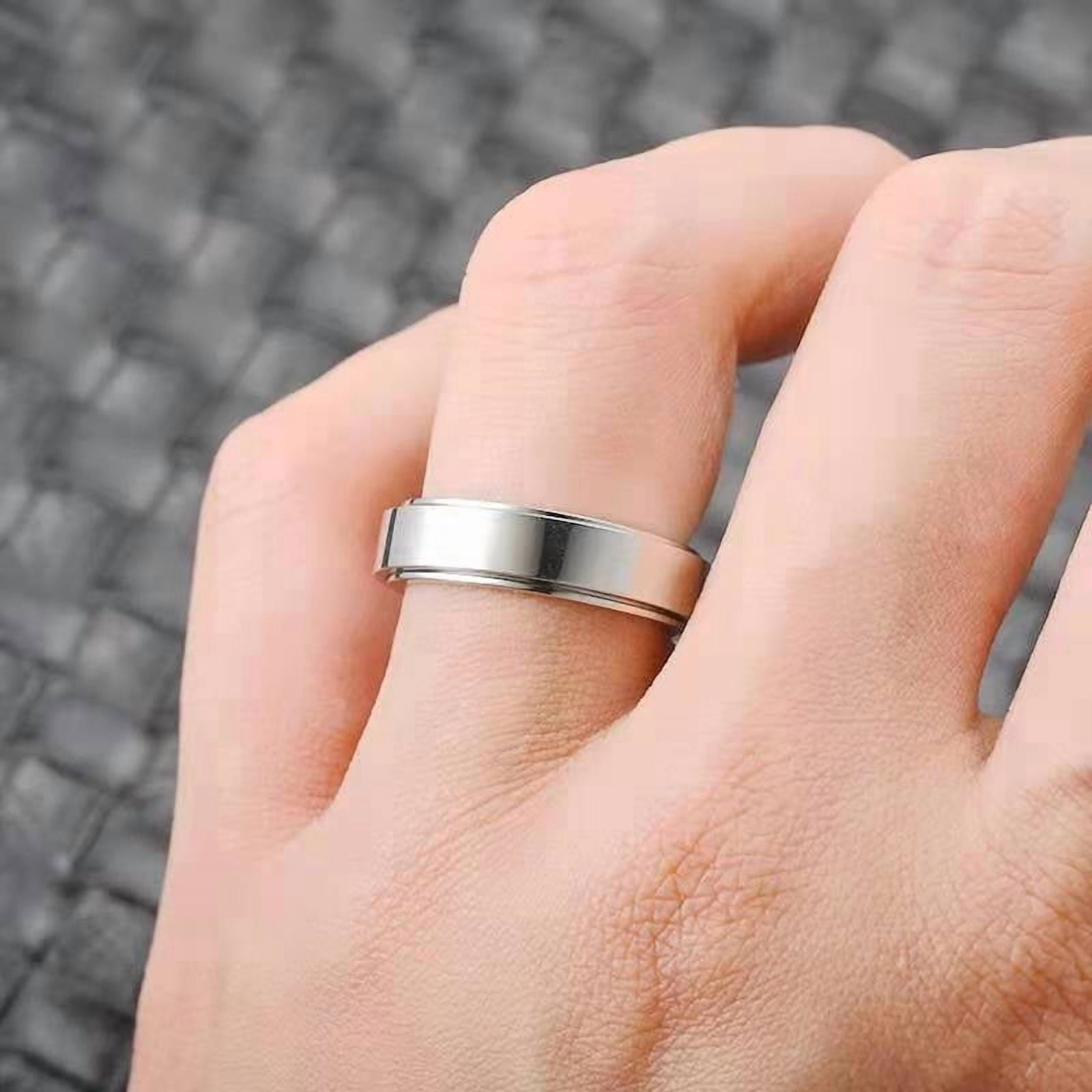 Anxiety Fidget Spinner Rings for Men Smooth 14K White Gold Spinning ...