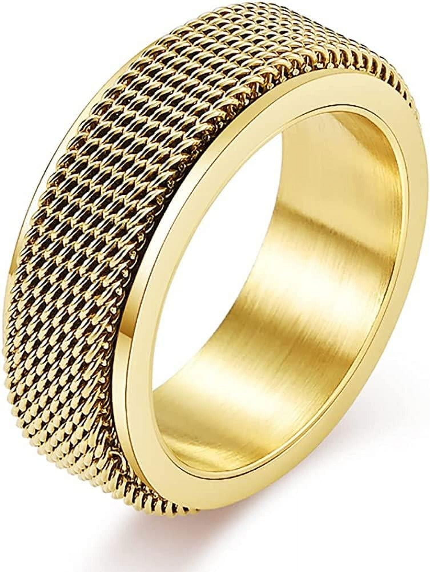 Anxiety Ring for Men Chain Woven Mesh Rings Cool Titanium Stainless ...