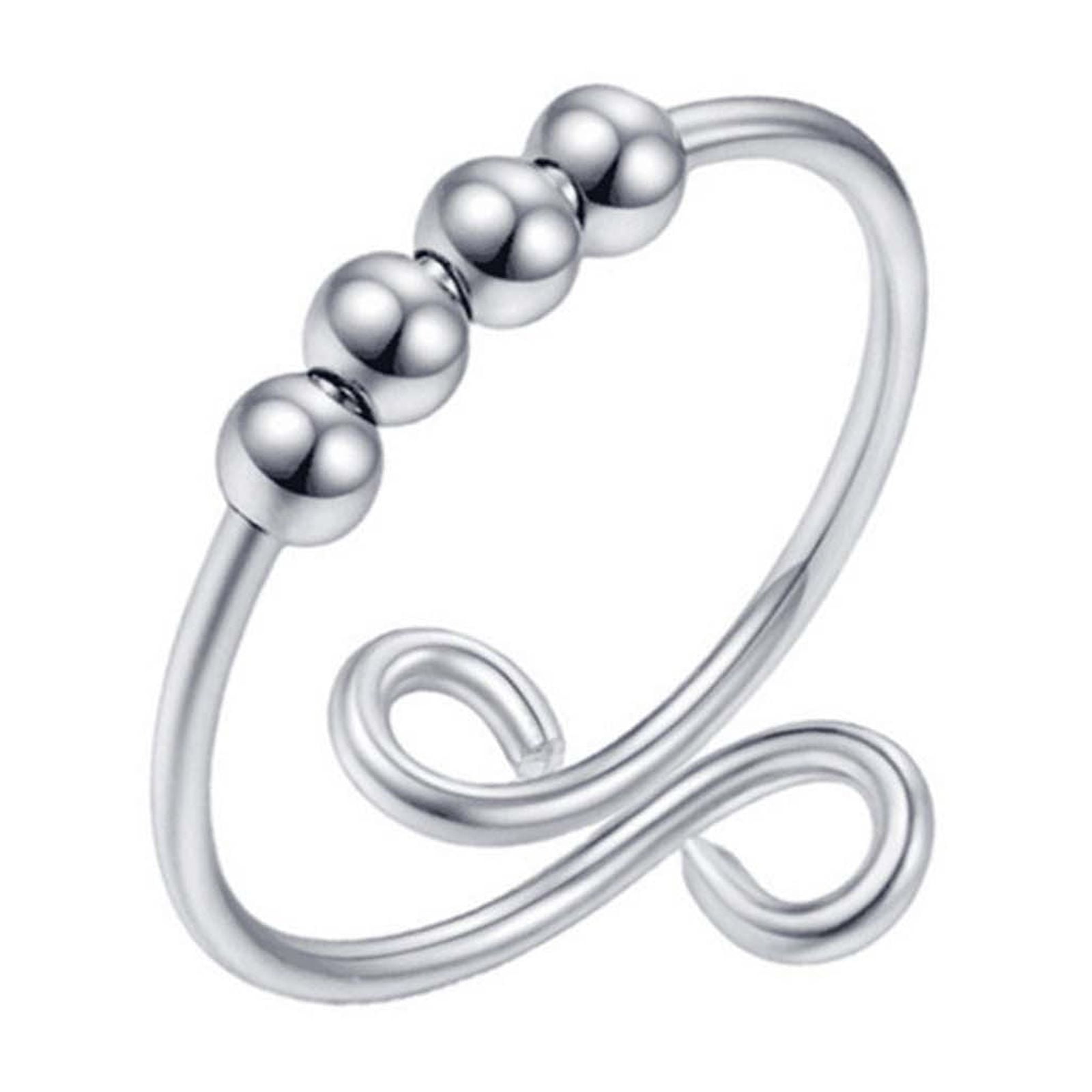 Anxiety Rings For Men Women Open Finger Rings With Beads Stress ...