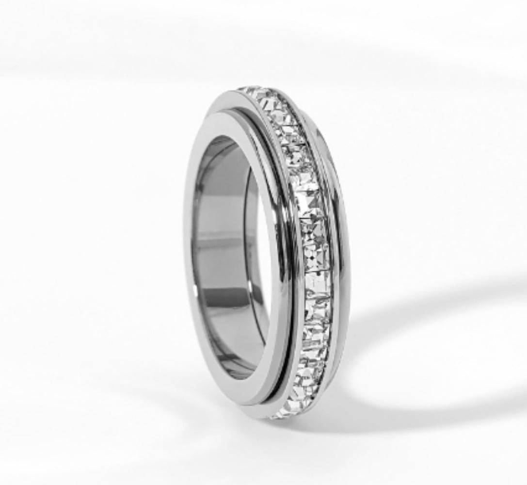 Anxiety Rings Titanium Steel Spinner Fidget Band Rings for Women Ladies ...