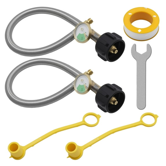 Anxingo 2 Pack 15 Inch RV Propane Hoses with Gauge, Stainless Steel ...