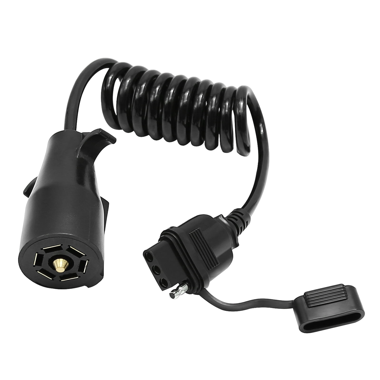 Anxingo 5ft 7 Way Round to 4 Way Pin Flat Trailer Connector Adapter ...