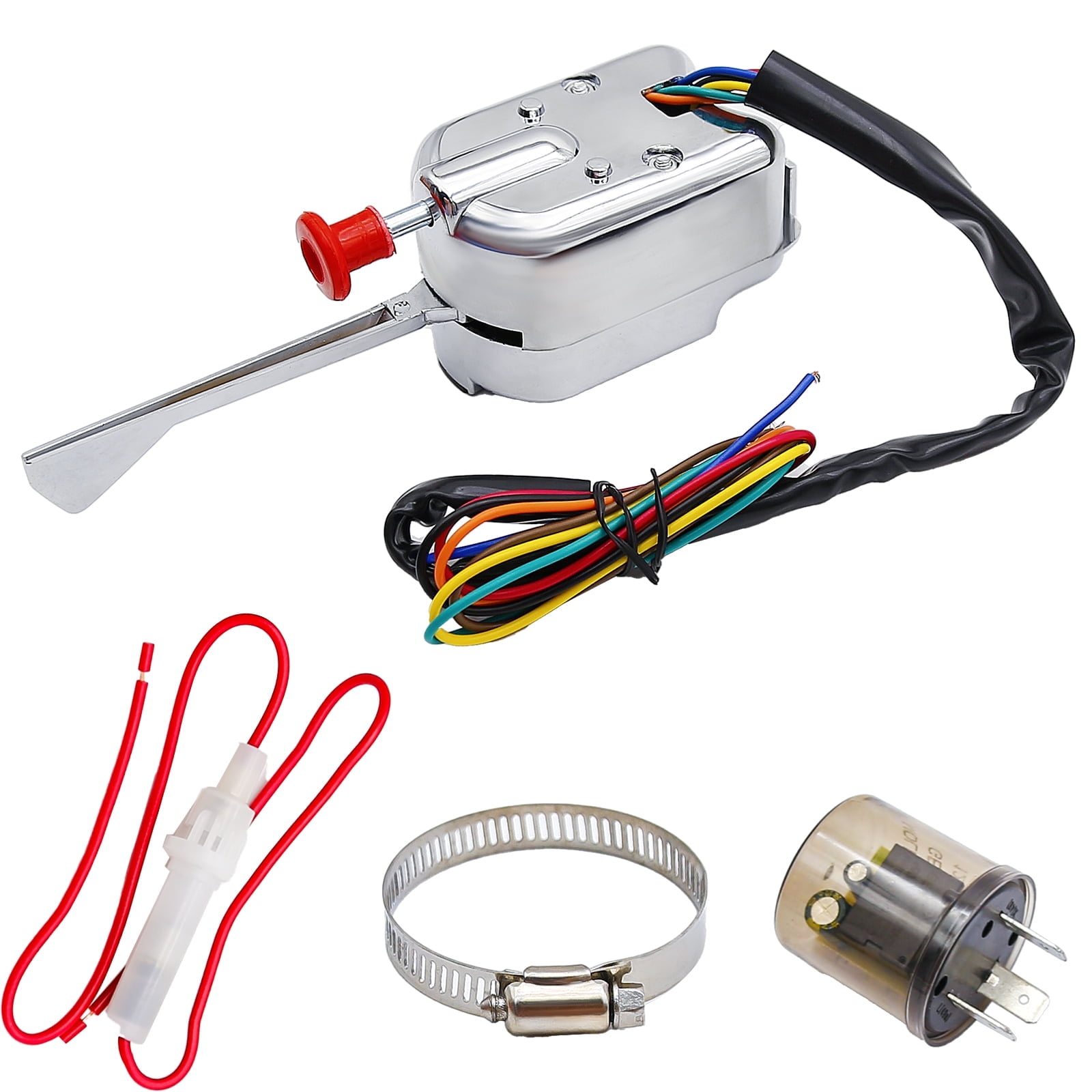 Anxingo Universal Turn Signal Switch with Flasher, 12V Chrome Street ...