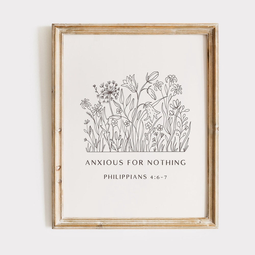 Anxious For Nothing Christian Wall Art Poster Home Decor Office Wall ...
