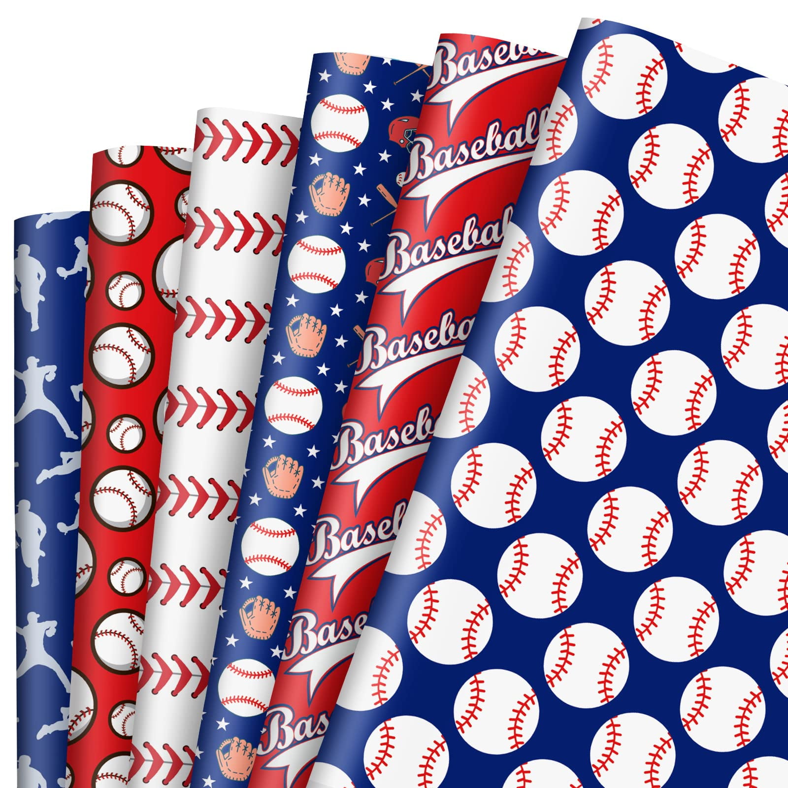 AnyDesign 12 Sheet Baseball RRF12 Wrapping Paper Red Sports Gift Wrap ...