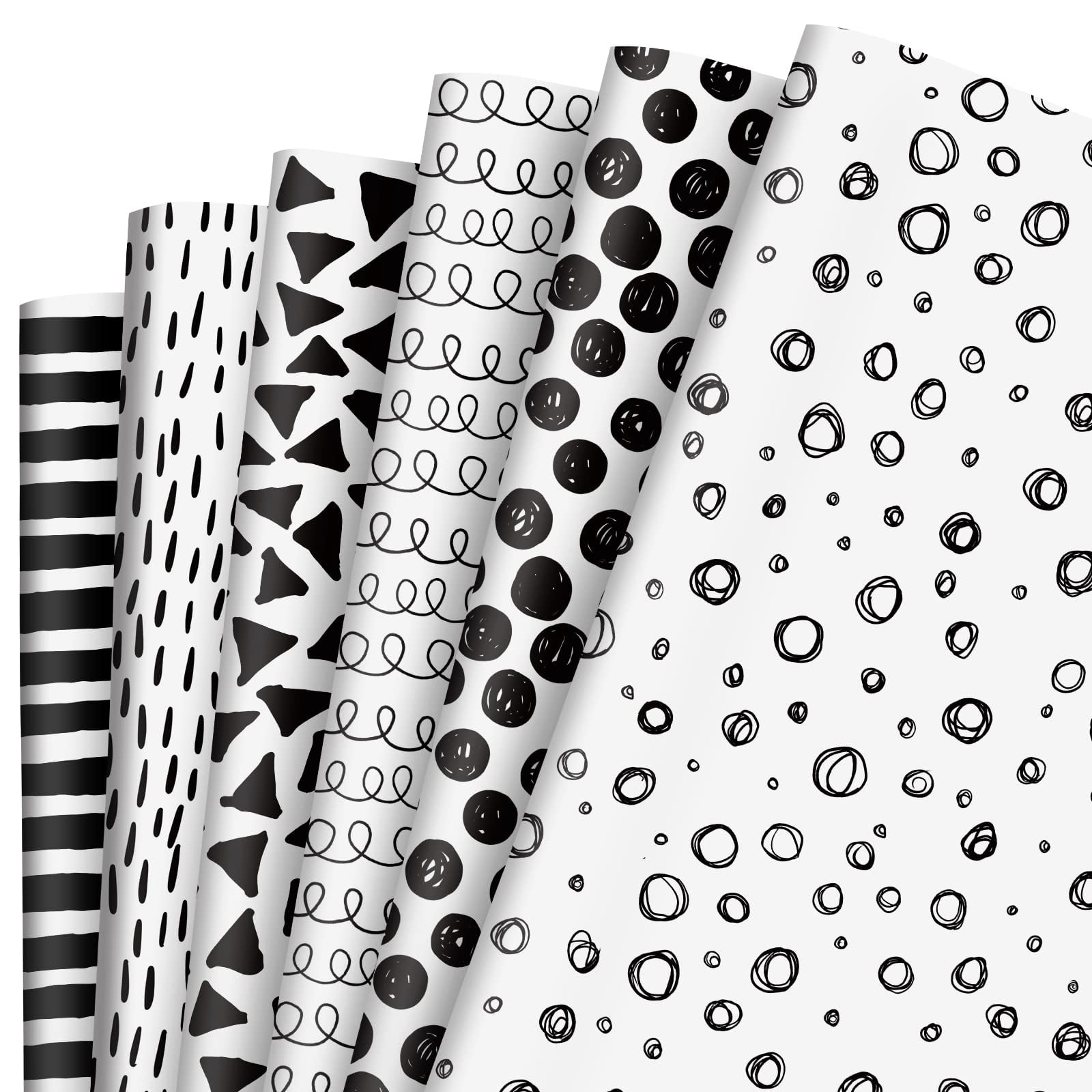 AnyDesign 12 Sheet Black DHF10 White Wrapping Paper Minimalist Wrap ...