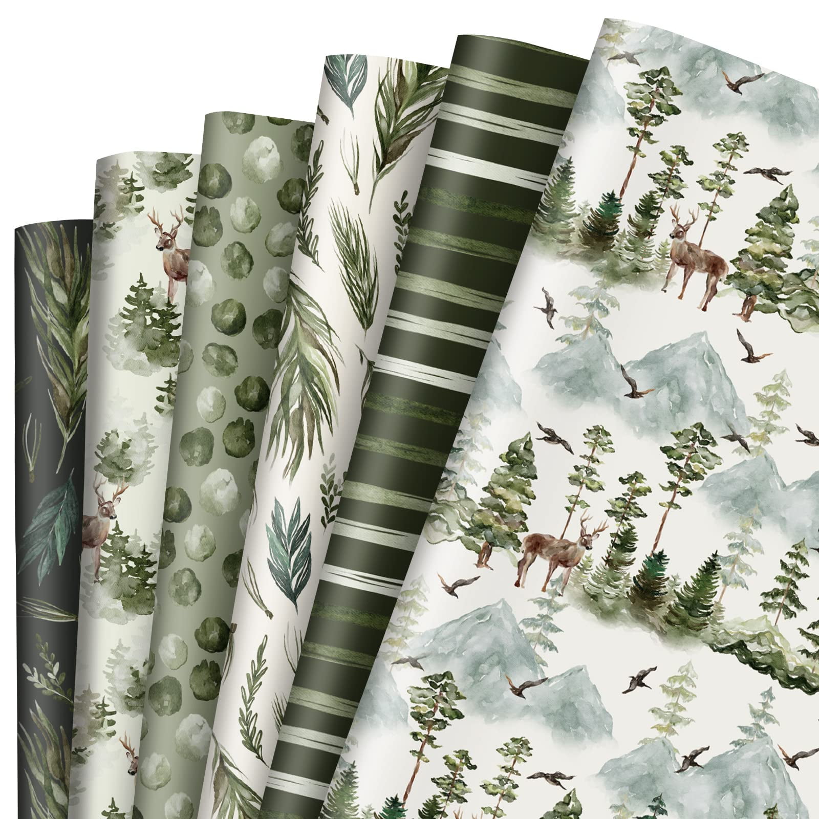 AnyDesign 12 Sheet Forest STF9 Theme Wrapping Paper Watercolor Gift ...