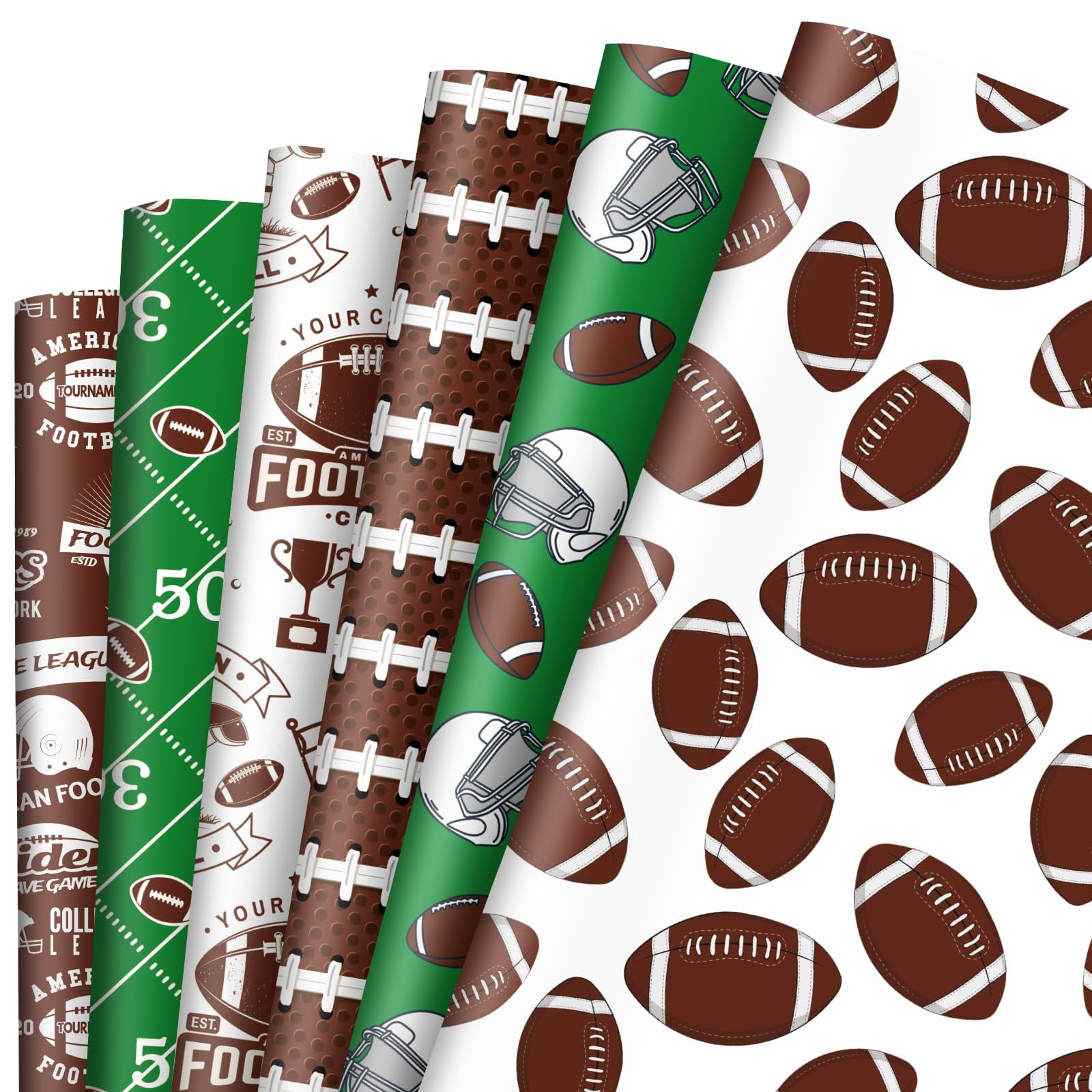 AnyDesign 12 Sheet Rugby Wrapping Paper Football Helmet Gift Wrap Paper ...