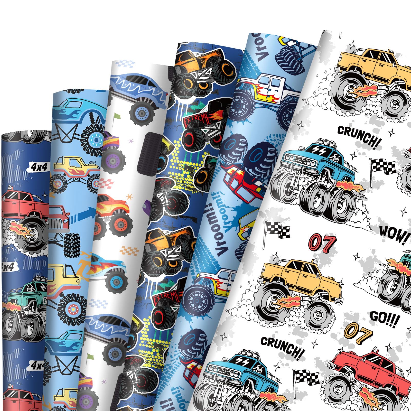 AnyDesign 12 SheetUMRT Truck Wrapping Paper Cartoon Racing Car Gift ...