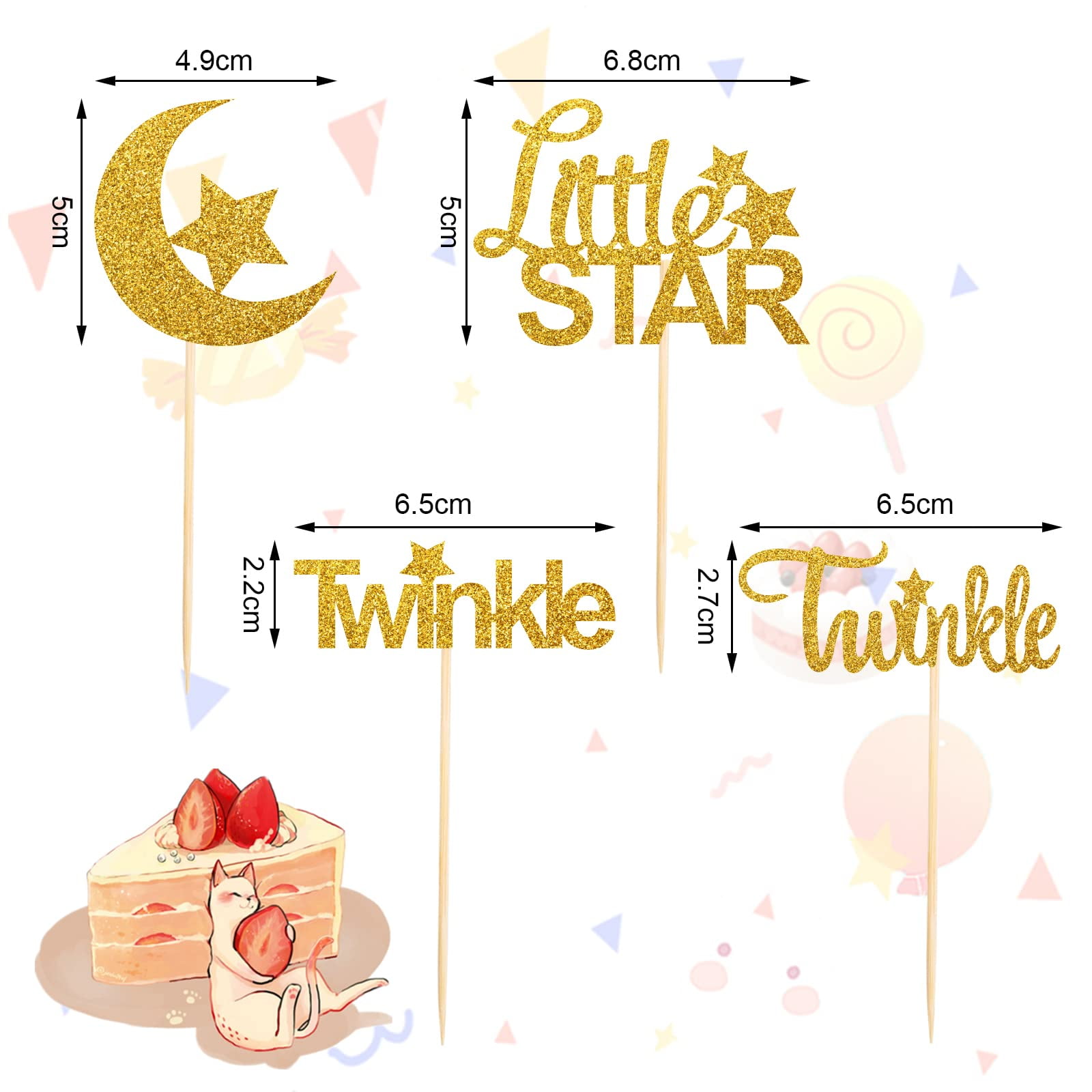 AnyDesign 36Pcs Baby TWE5 Shower Cupcake Toppers Twinkle Twinkle Little ...