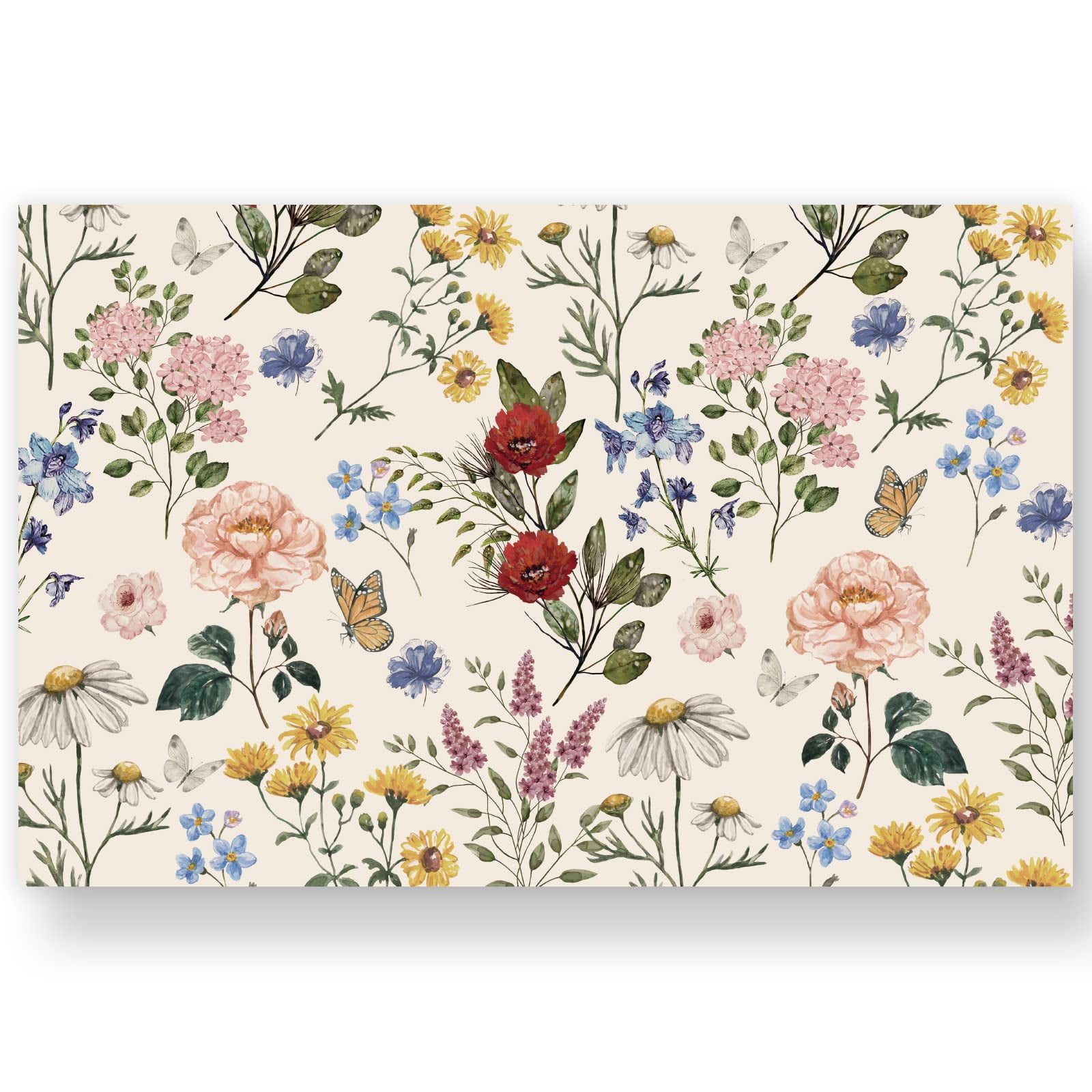 AnyDesign 50 Pack Floral Paper Place Mats Disposable Vintage Wild ...