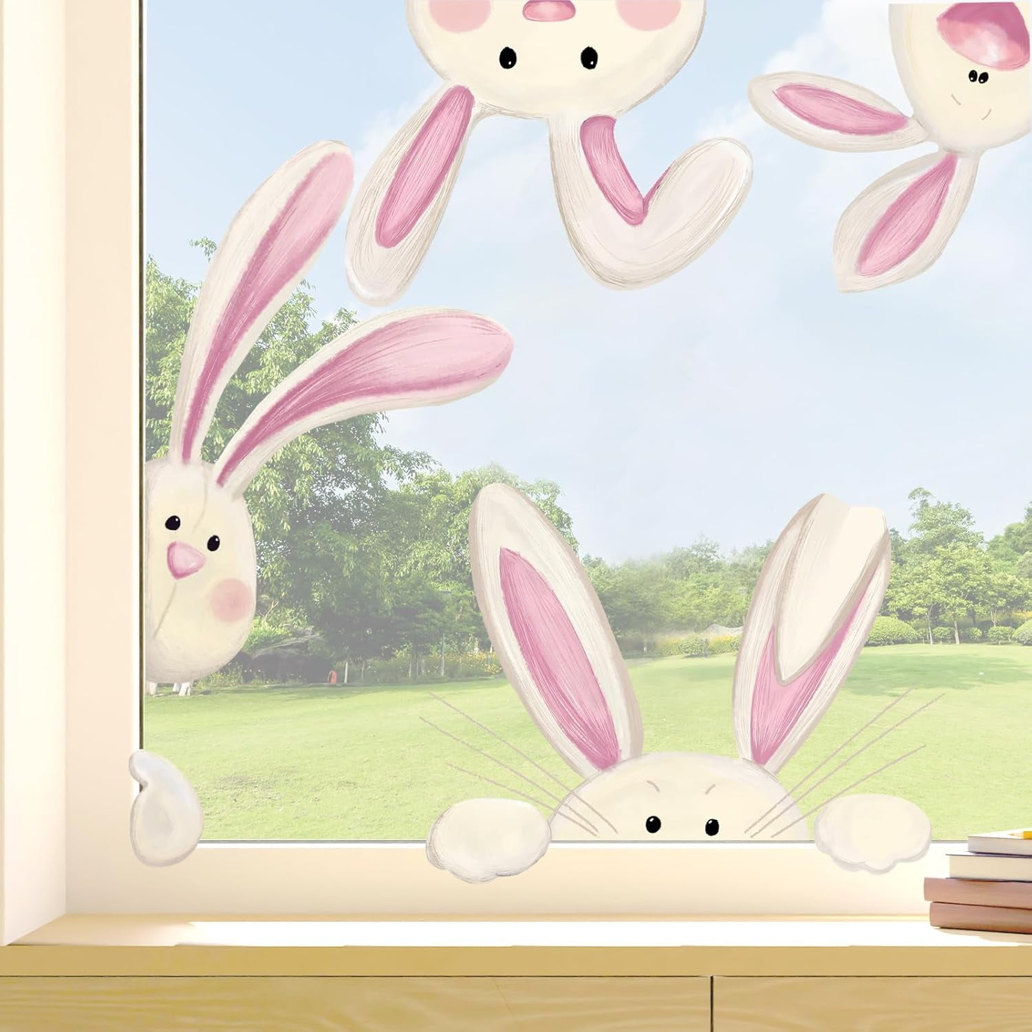 AnyDesign Easter Window Stickers Cartoon Bunny Rabbit Window Clings ...