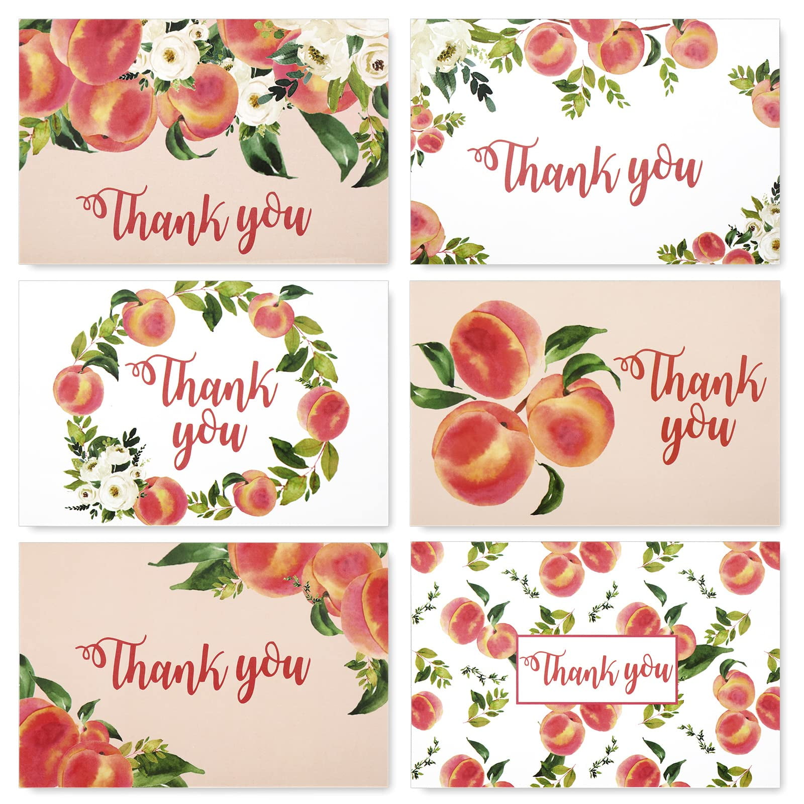 AnyDesign Peach Thank You Cards Bulk 30 Pack Thank You Blank Notes with ...