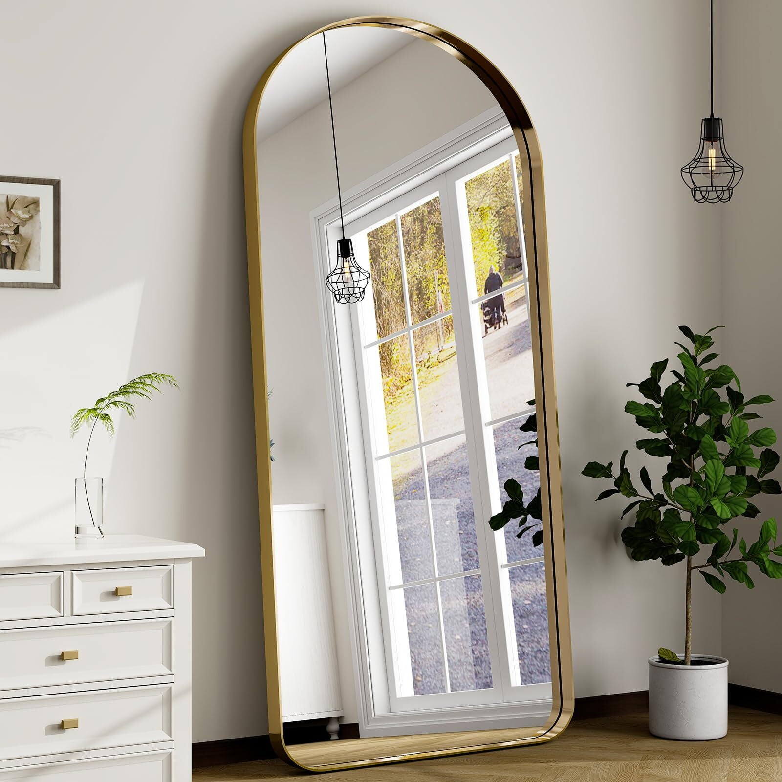 AnyRose Extra Large 71"x30" Arched Full-Length Mirror - Wall-Mounted or ...