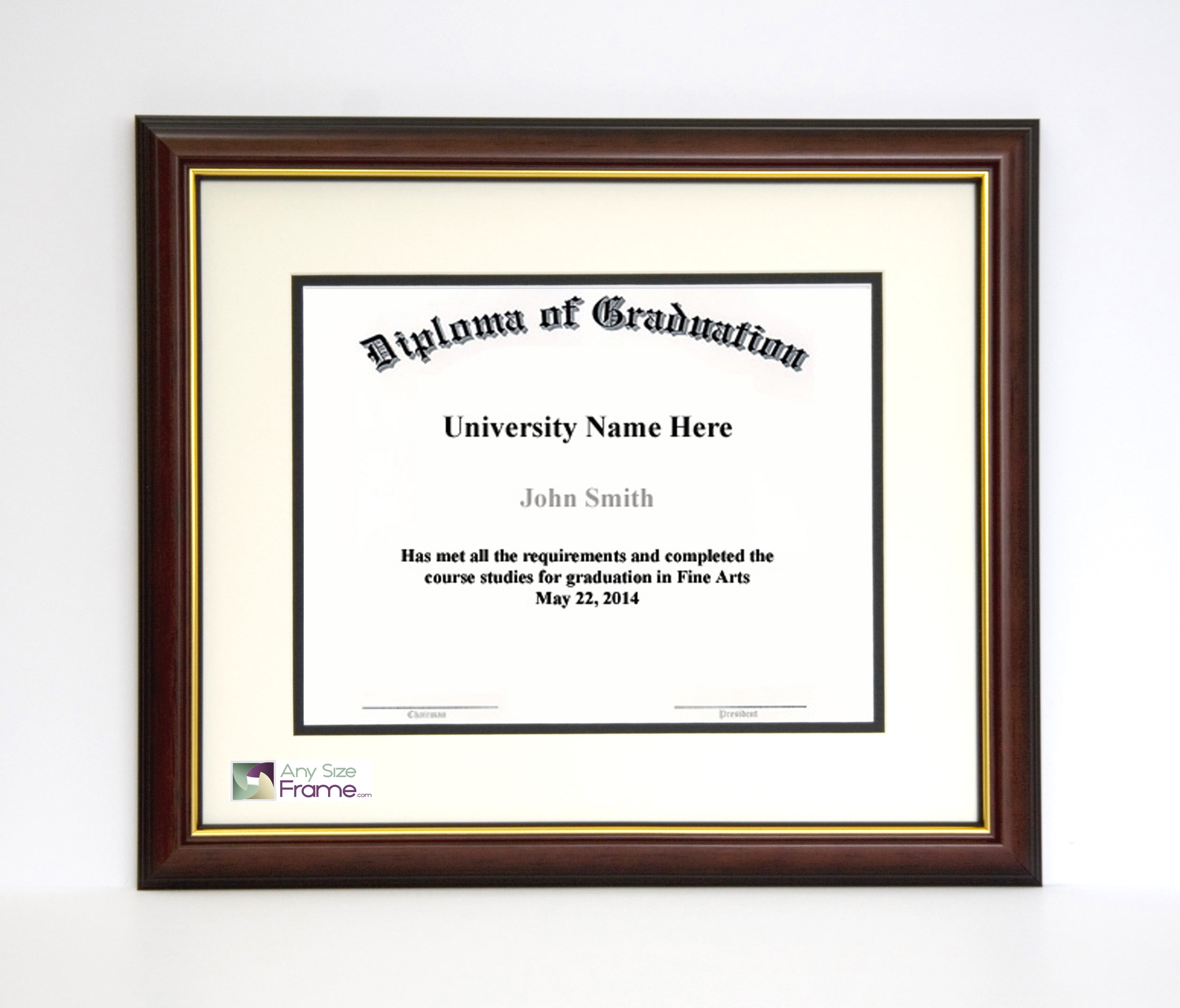 AnySizeFrame 8 1/2 X 11 Mahogany Diploma Frame with Gold Lip - Walmart.com