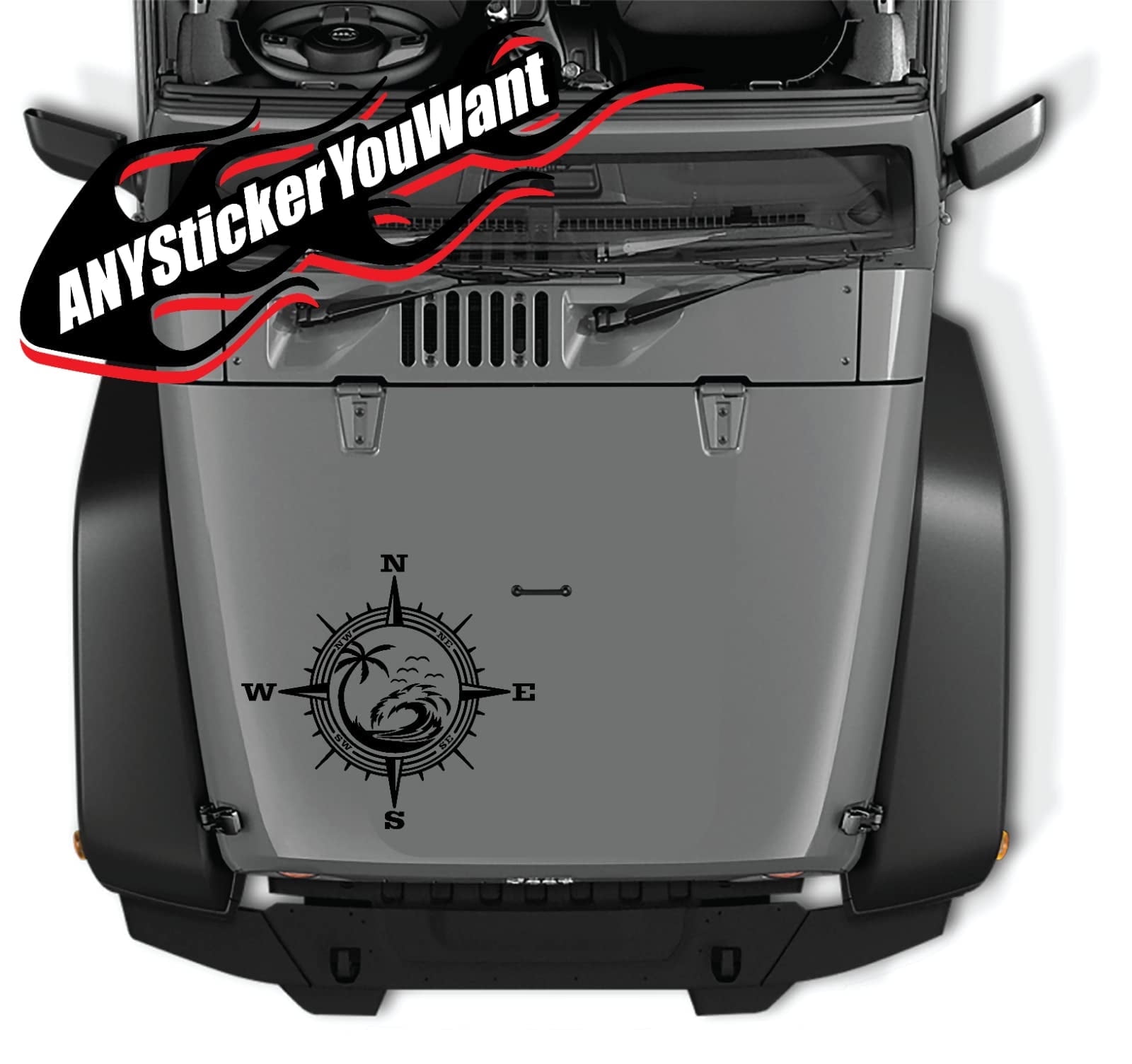 AnyStickerYouWant - Beach Compass Sticker, Waterproof Vinyl Hood Decal ...