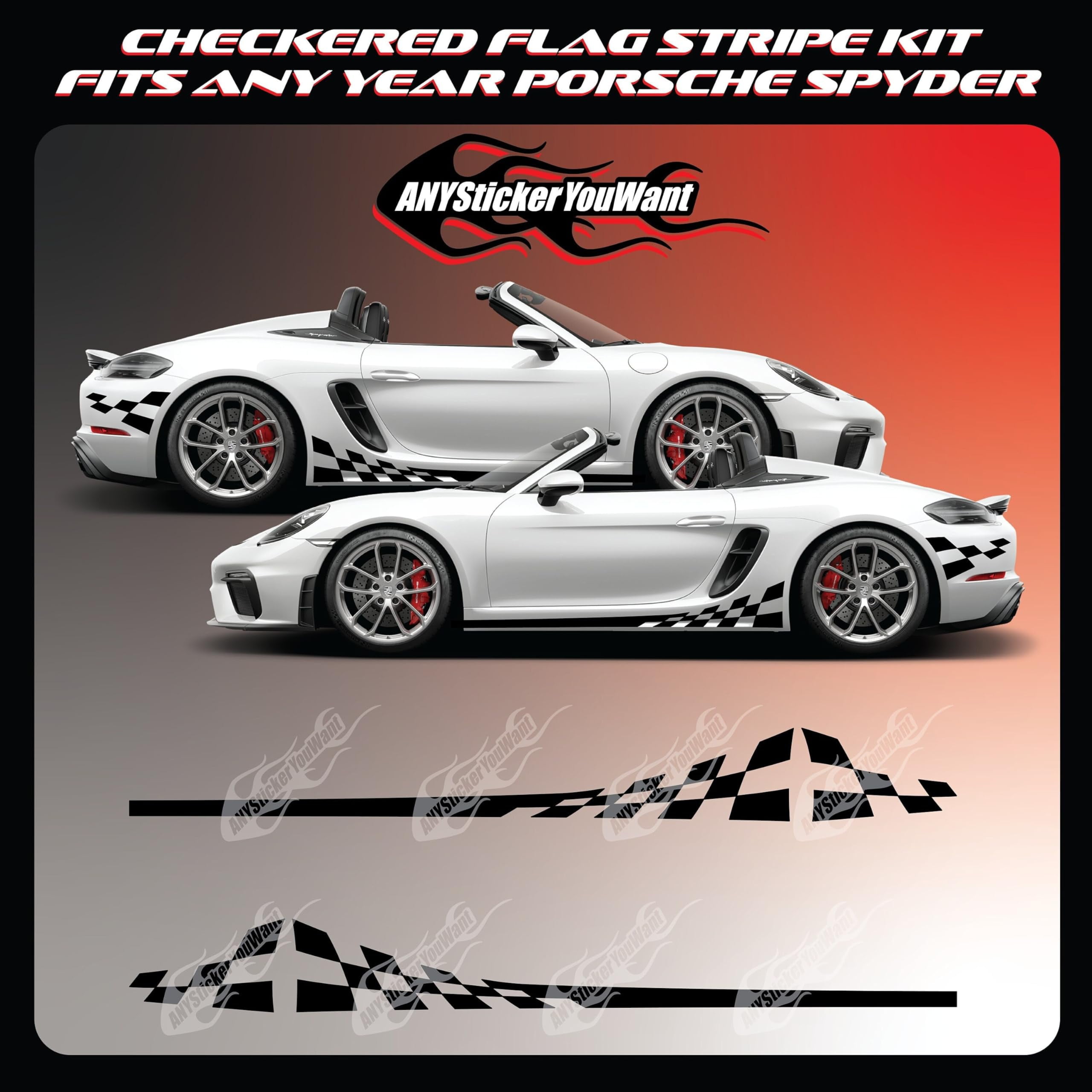 AnyStickerYouWant - Checkered Flag Side Stripe Kit Graphic Vinyl Decal ...