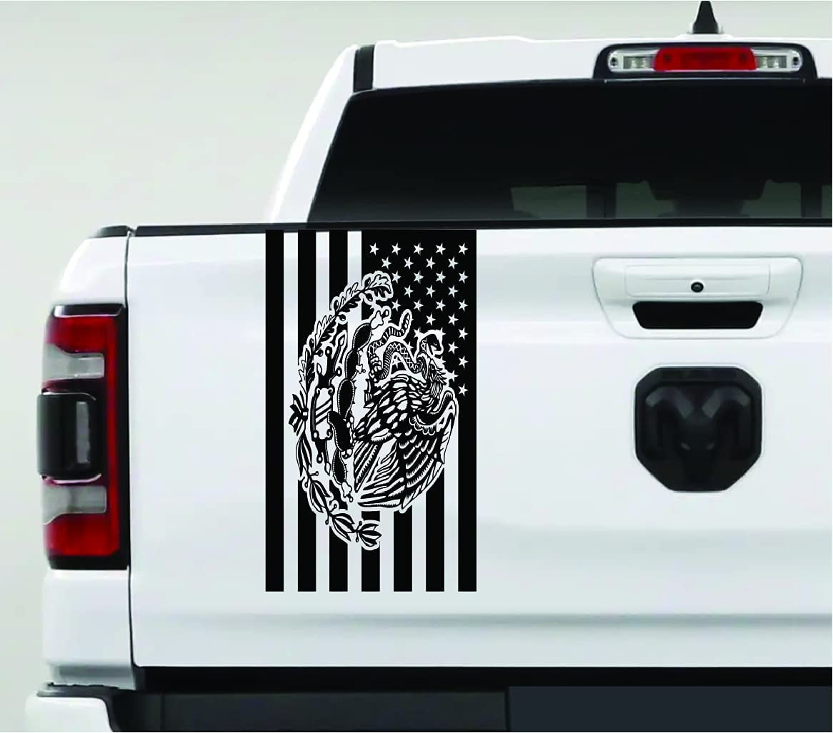 AnyStickerYouWant Mexican Coat of Arms American USA US Flag Mix Truck ...