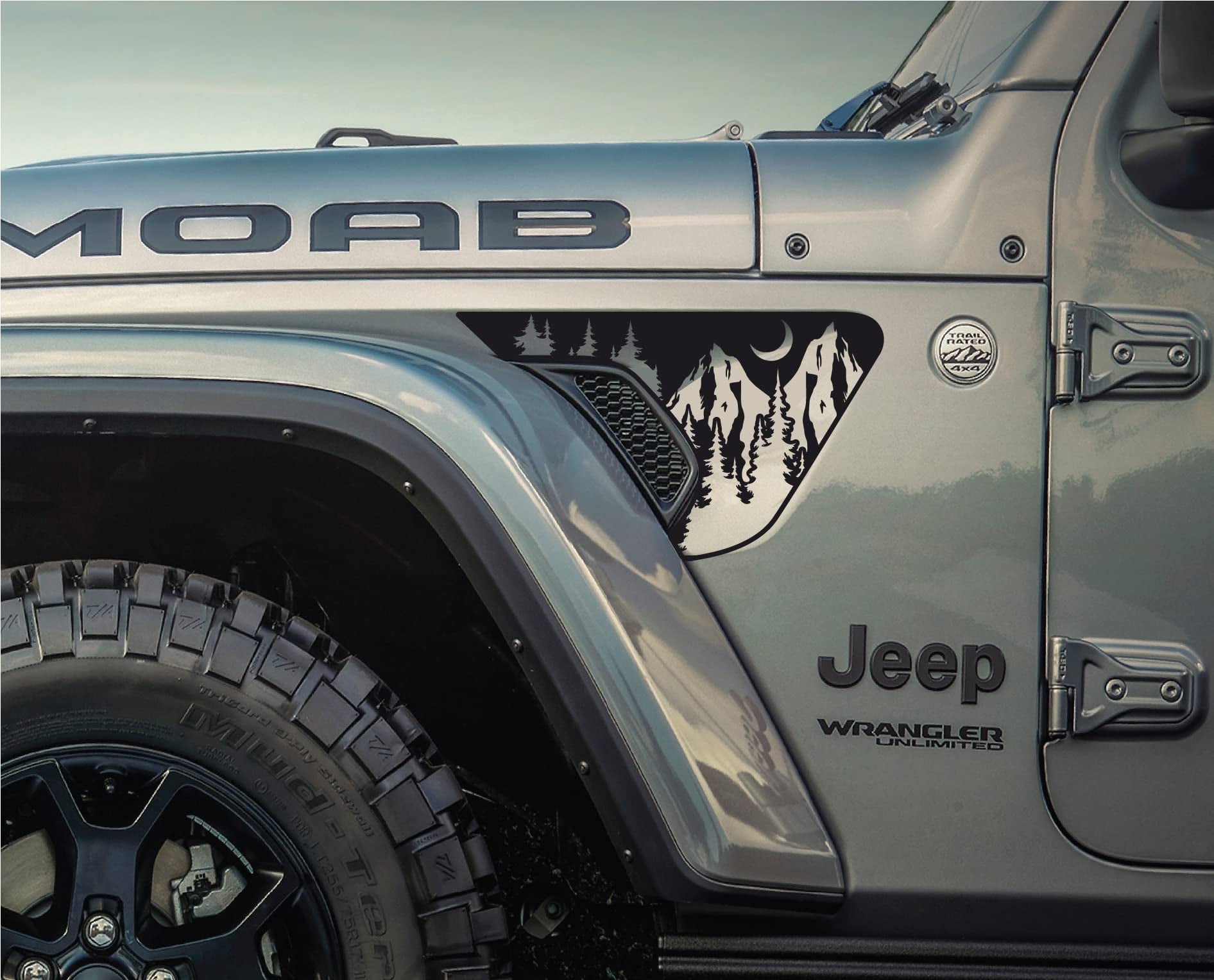 AnyStickerYouWant - Mountain Trees Moon Fender Vent Vinyl Decal Sticker ...