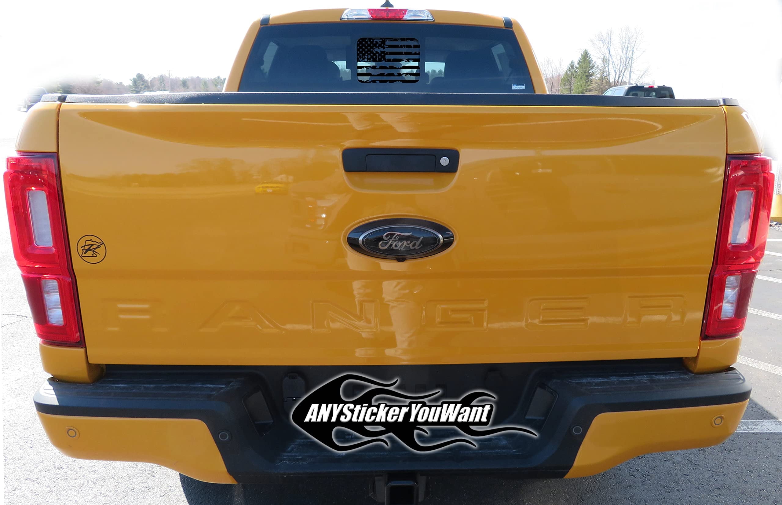 AnyStickerYouWant - Rear Middle Window American Flag Decal Fits Ford ...