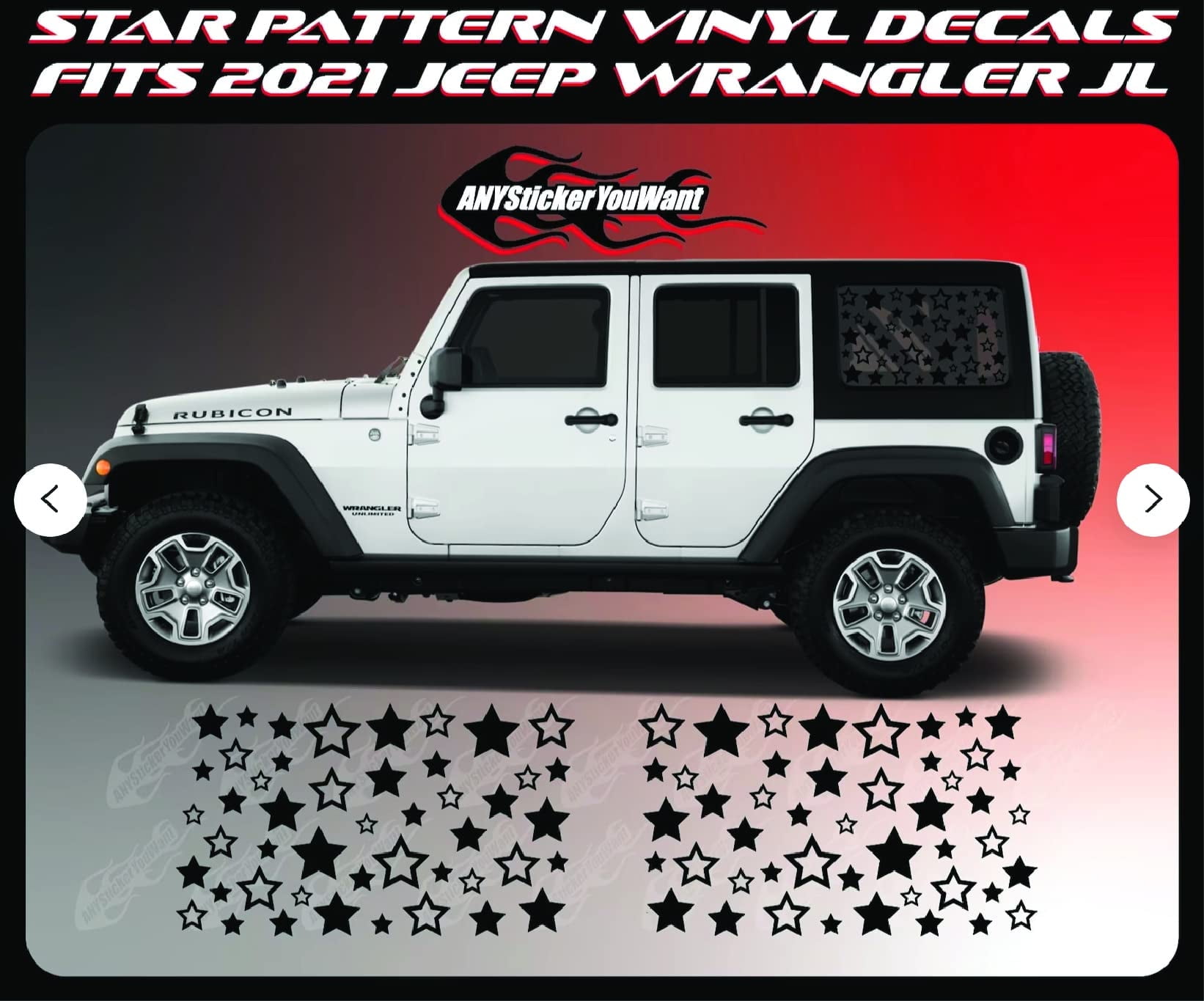 AnyStickerYouWant - Stars Pattern Vinyl Window Decals Compatible with ...