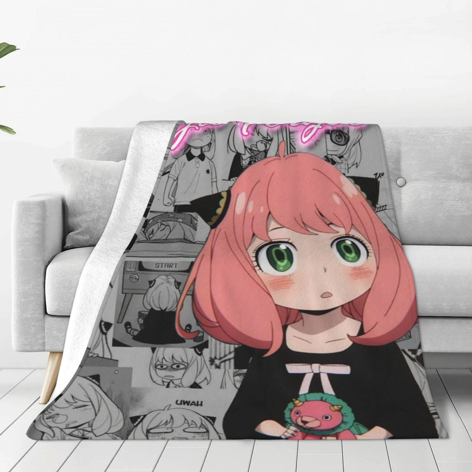 Anya Forger Blanket Cute Character All Season Warm Fuzzy Plush Throw ...