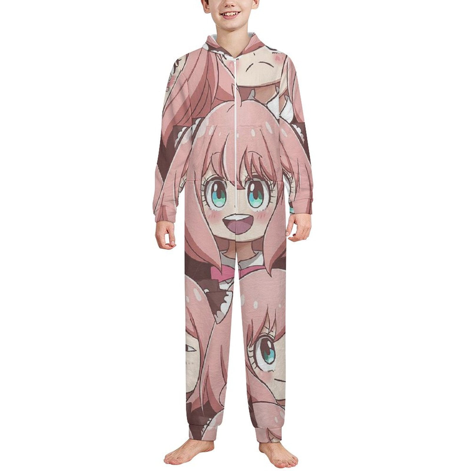Anya Forger Spy X Hooded Union Suit Pajama Soft Comfy PJs Sleepwear ...