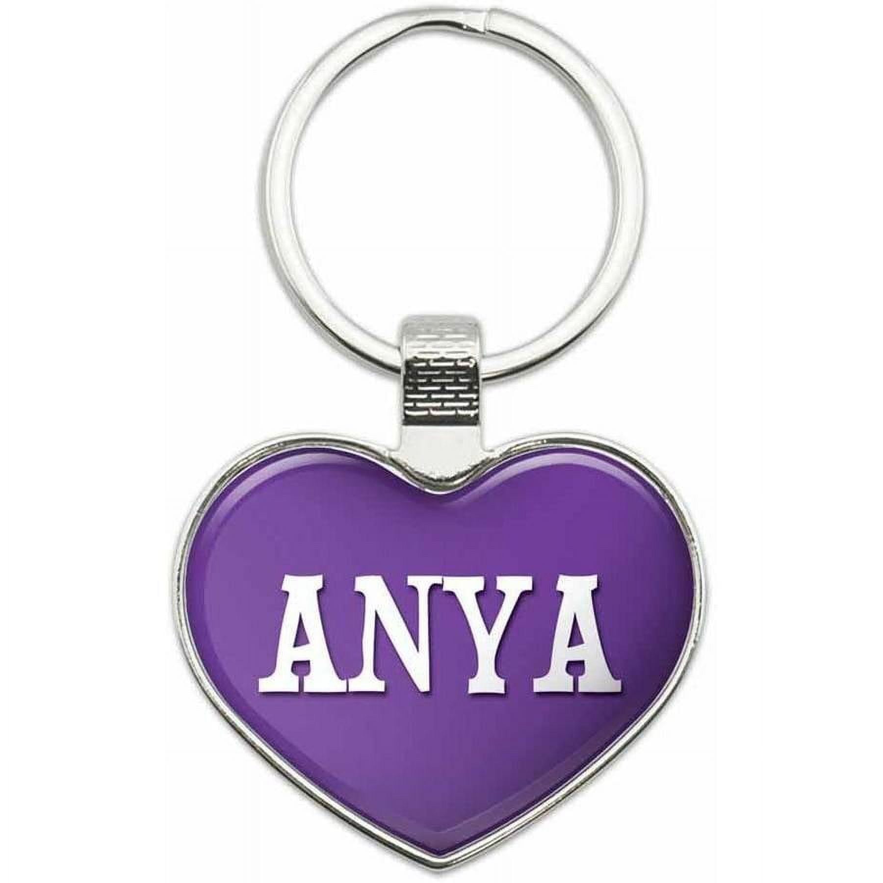 Anya - Names Female Metal Heart Keychain Key Chain Ring, Purple ...