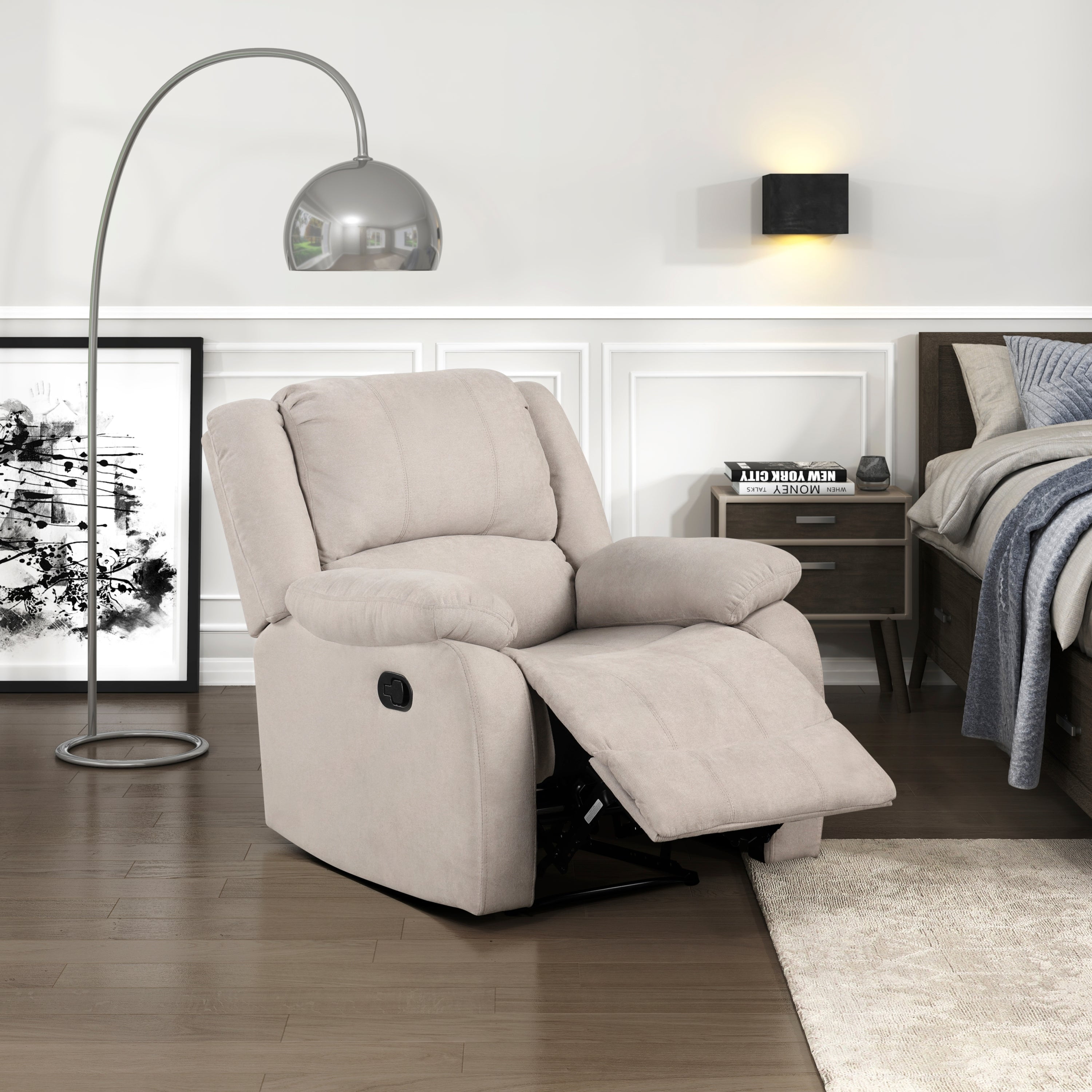 Anya Solid Wood Frame Reclining Chair - Beige - Walmart.com