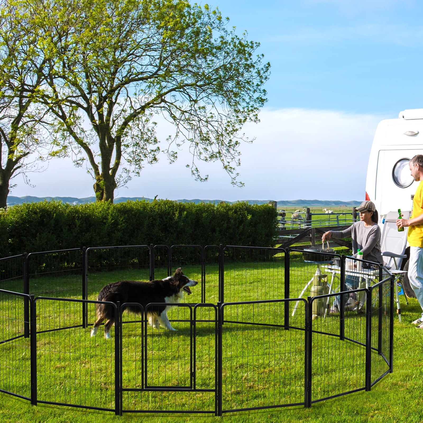 Anyask 32″ Tall 16 Panels Heavy Duty Metal Dog Playpen for Exercise ...