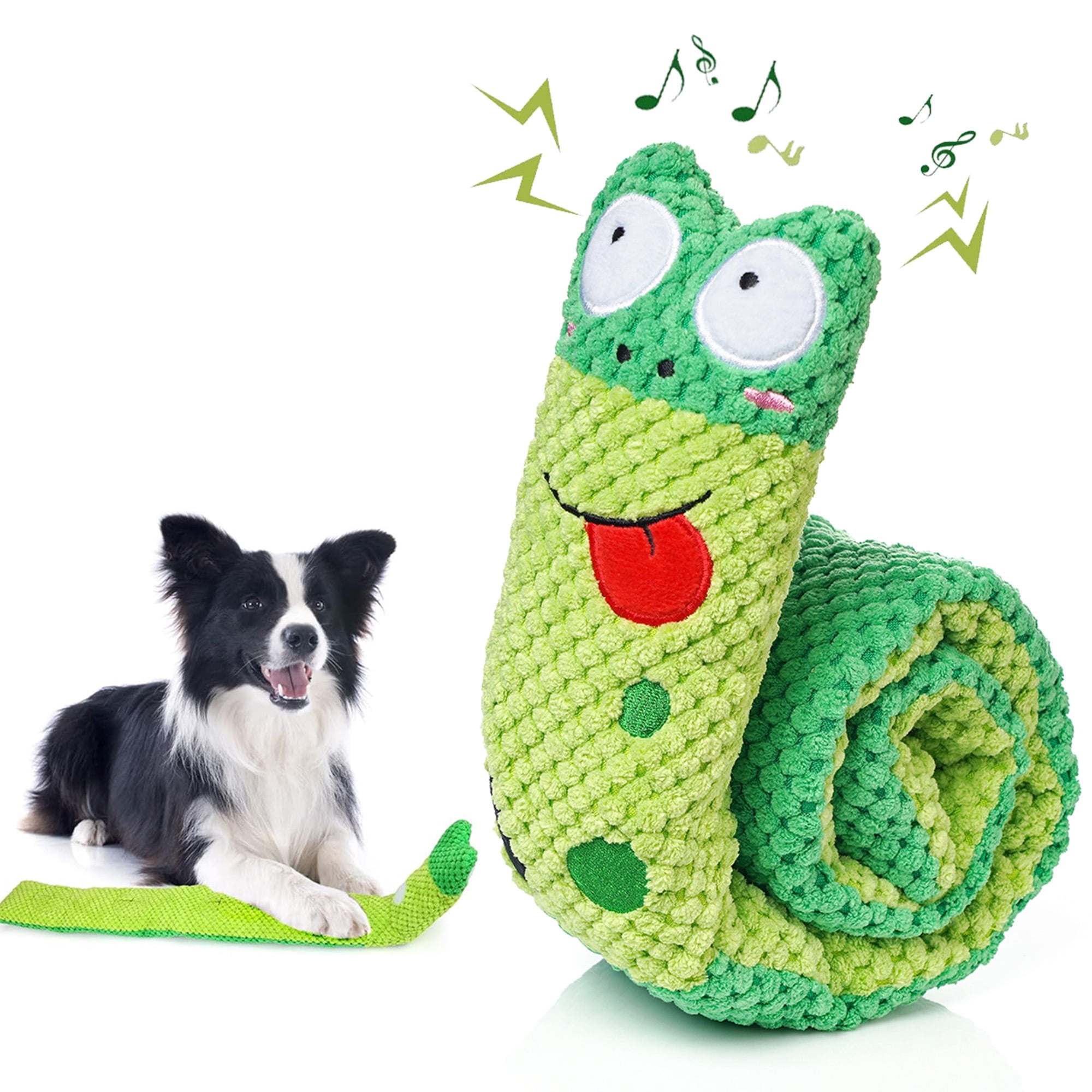 Anyask Tough Dog Toy, Frog Shape Squeak Plush for Aggressive Chewers ...