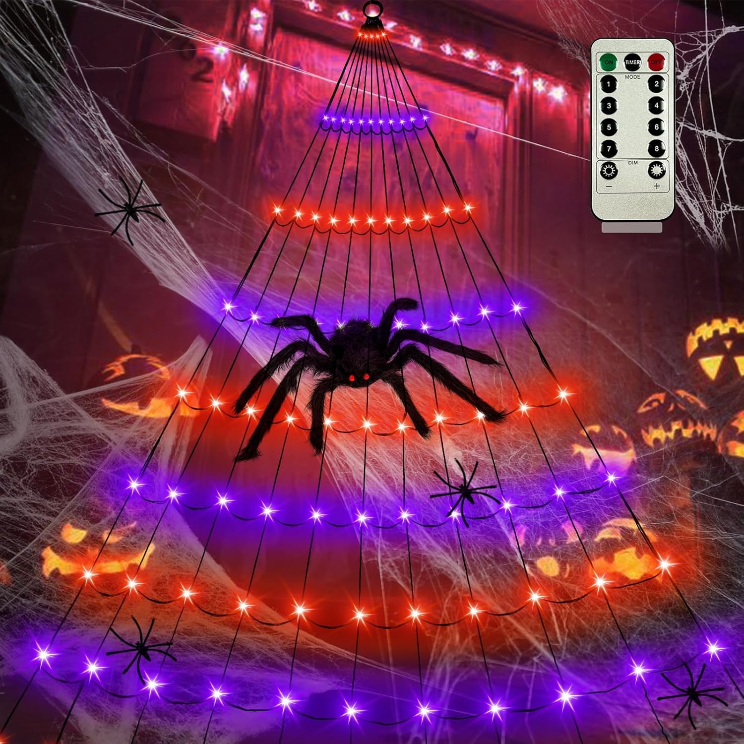 Anycosy Lights Decoration 110 Led Spider Web Lights With Remote